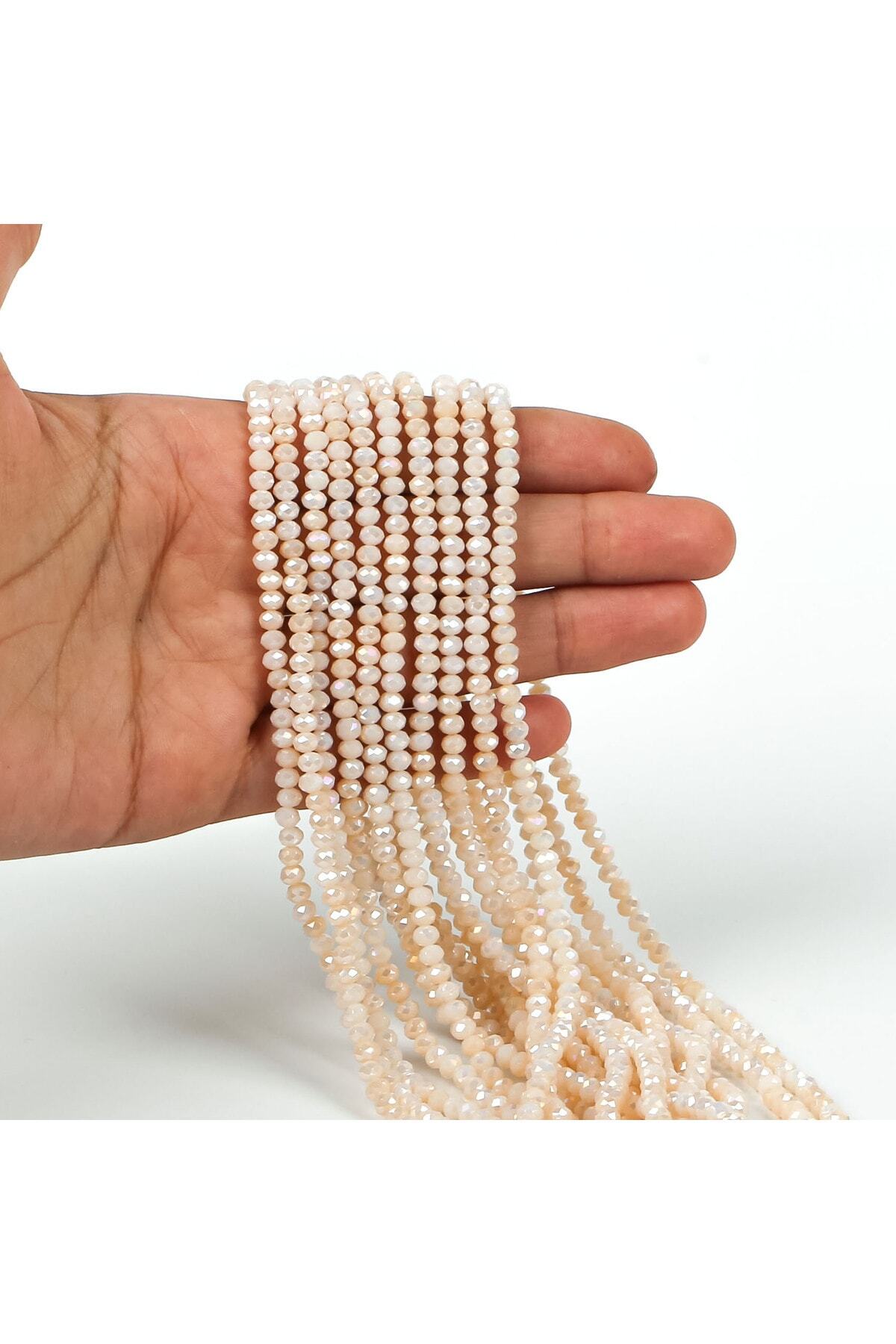 yfhobi 1 DİZİ (40 cm - 130 Adet)- 4 mm YASSI KRİSTAL CAM BONCUK, MAT ...