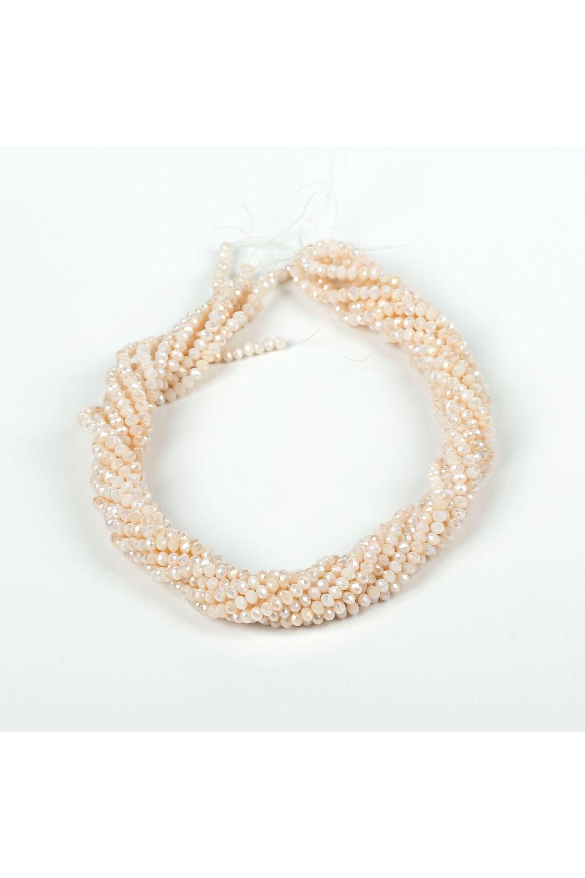 yfhobi 1 DİZİ (40 cm - 130 Adet)- 4 mm YASSI KRİSTAL CAM BONCUK, MAT ...