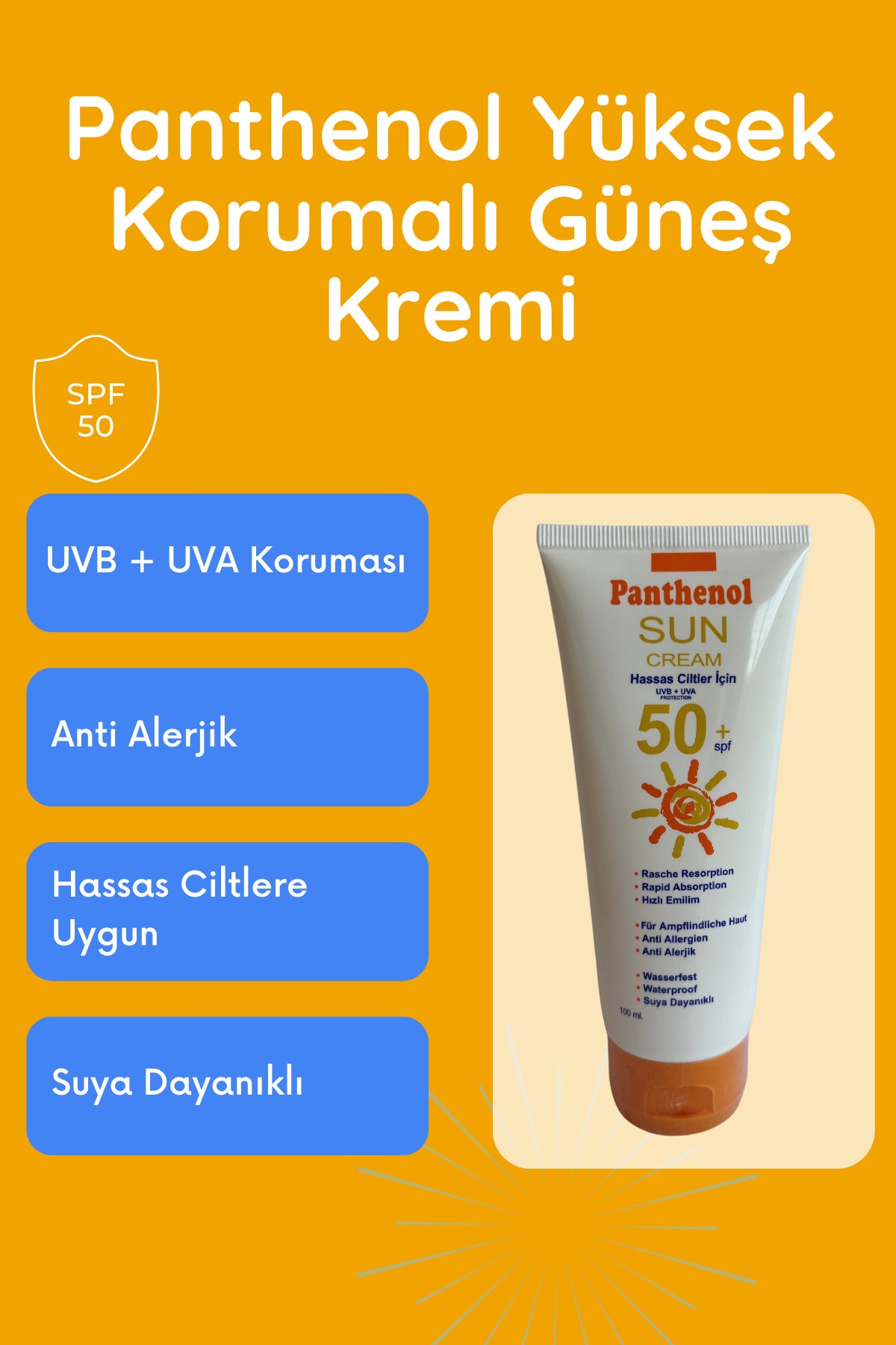 Panthenol Spray + Panthenol 50 SPF Güneş Kremi + Panthenol 50 SPF Güneş ...