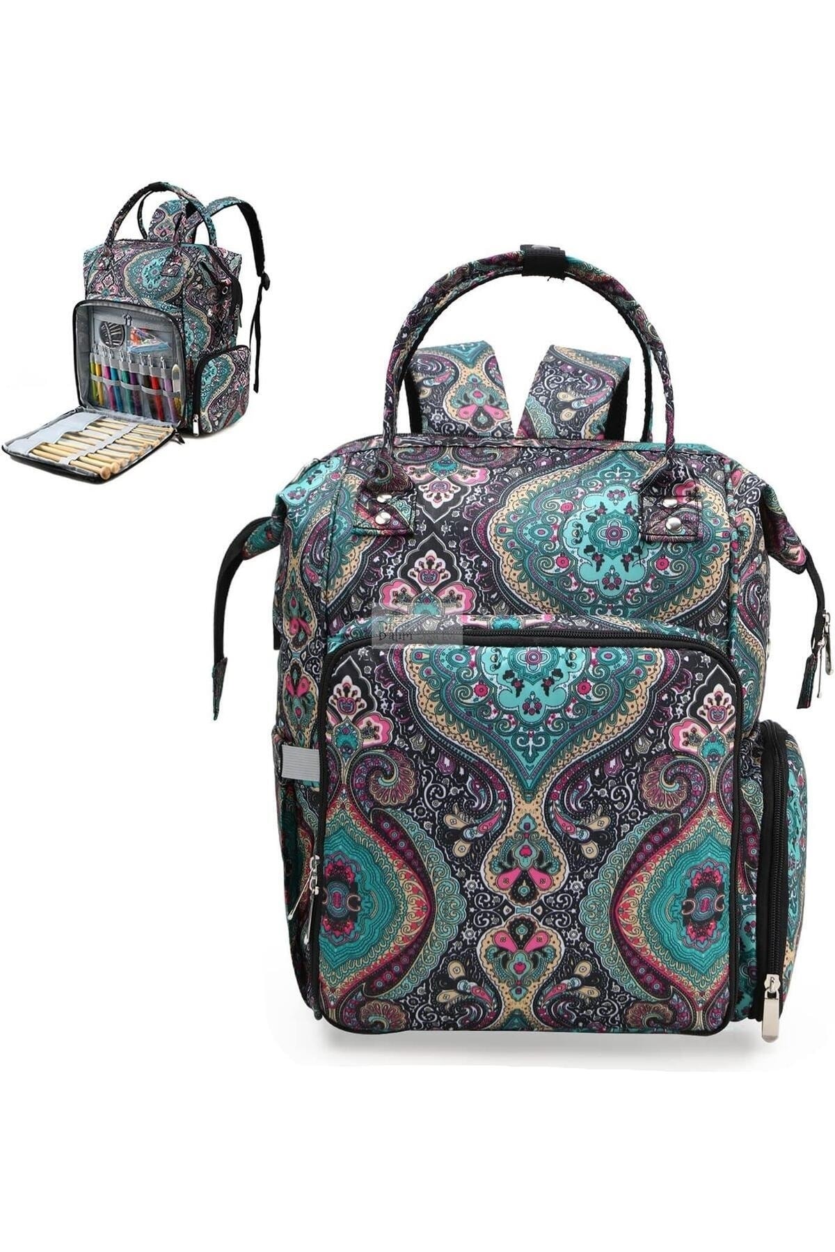 BALIM ÖRGÜ EVİ Pembe Desenli Organizerli Örgü Sırt Çantası Fiyatı ...