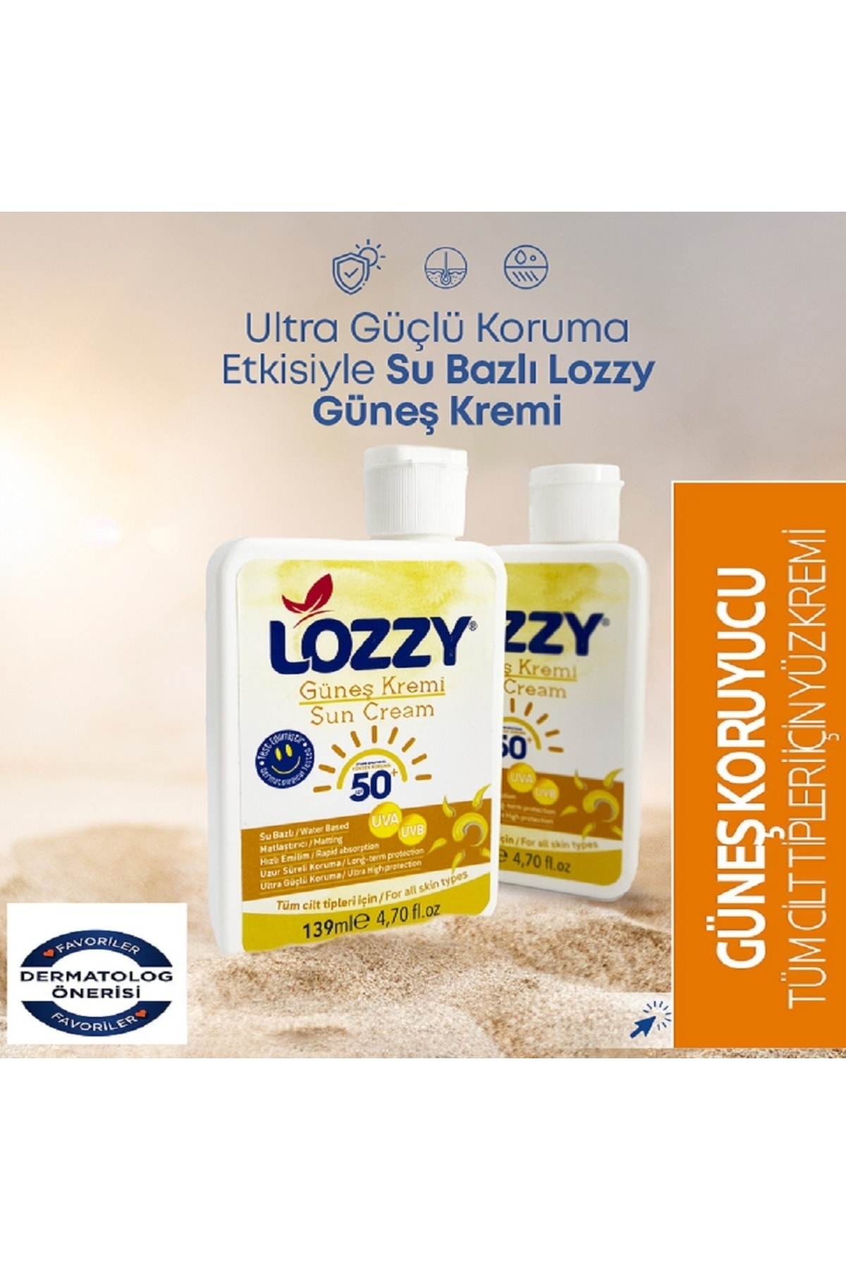Lozzy Spf 50+ Yüz Güneş Kremi - Tüm Cilt Tipleri Için Yüksek Koruma 50 ...