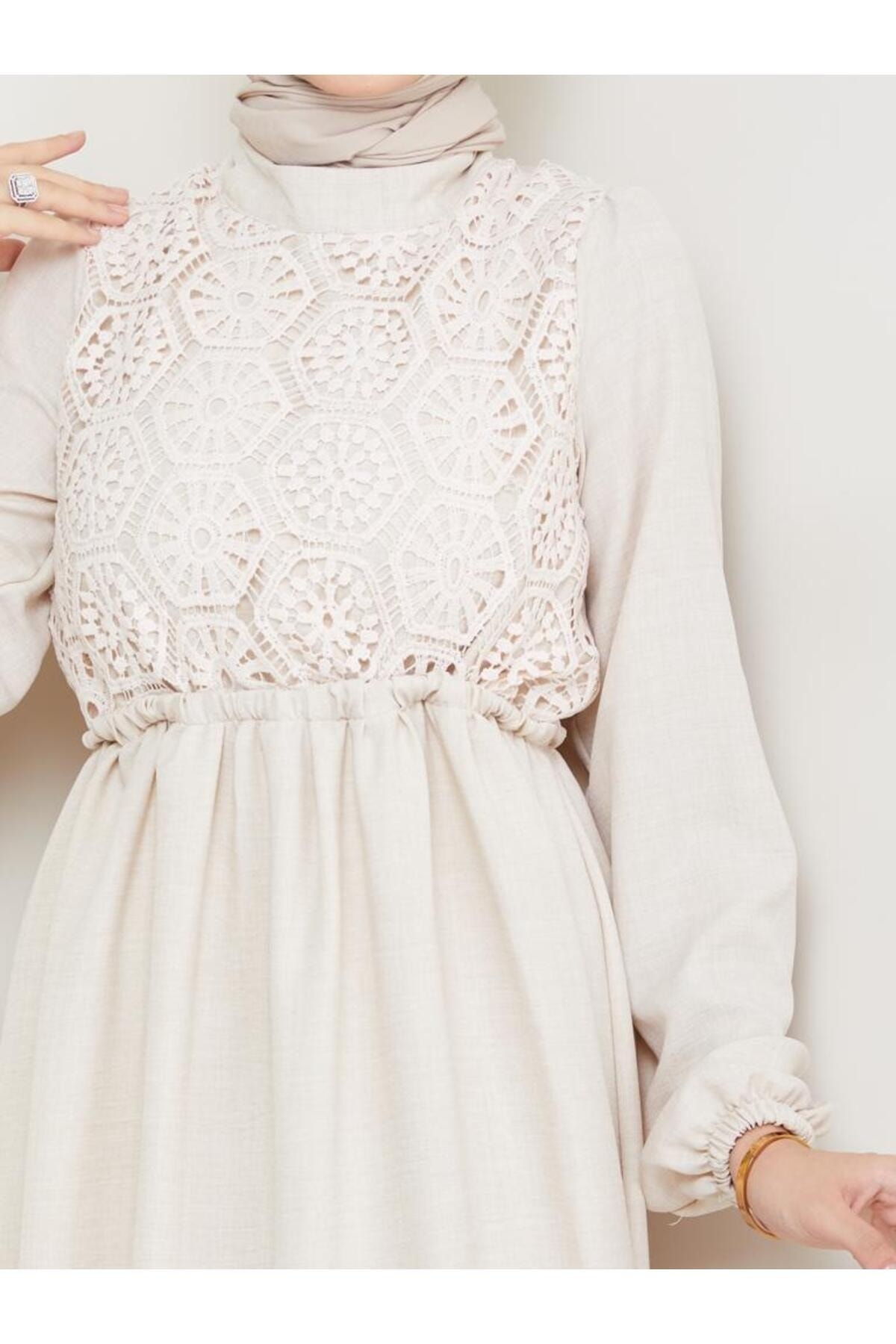 Moda Krash DANTEL DETAY KETEN YAZLİK ELBİSE Fiyatı, Yorumları - Trendyol