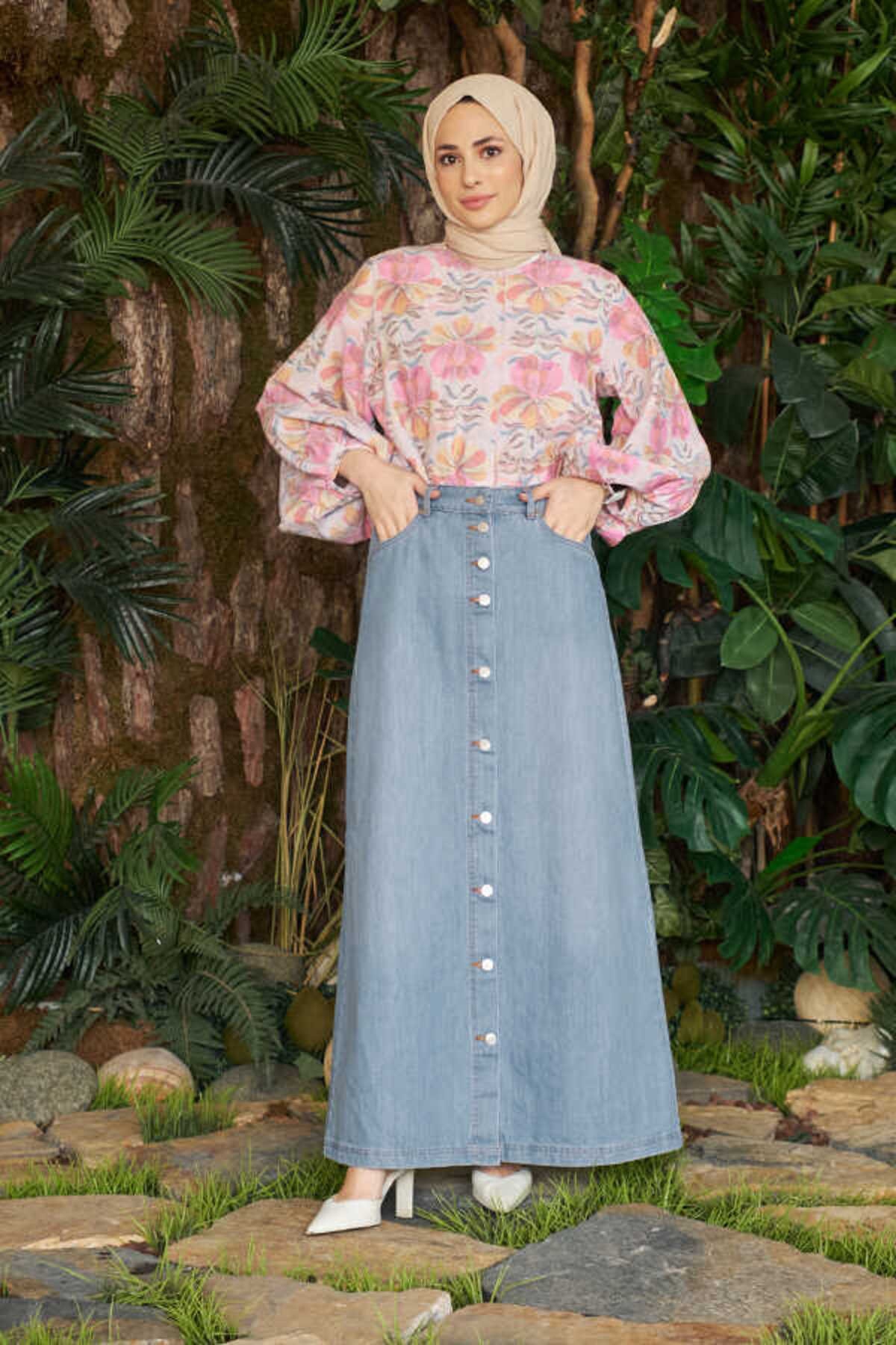 Neways 2079-DÜĞMELİ KOT ETEK Mavi Fiyatı, Yorumları - Trendyol