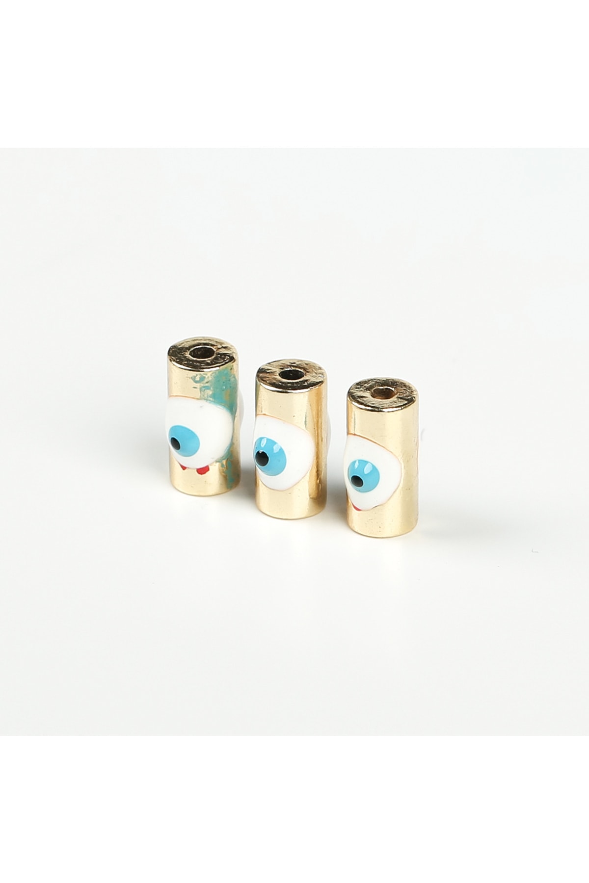 yfhobi 1 ADET - 7x13 mm BEYAZ NAZAR MİNELİ BORU TAKI APARATI, ALTIN ...