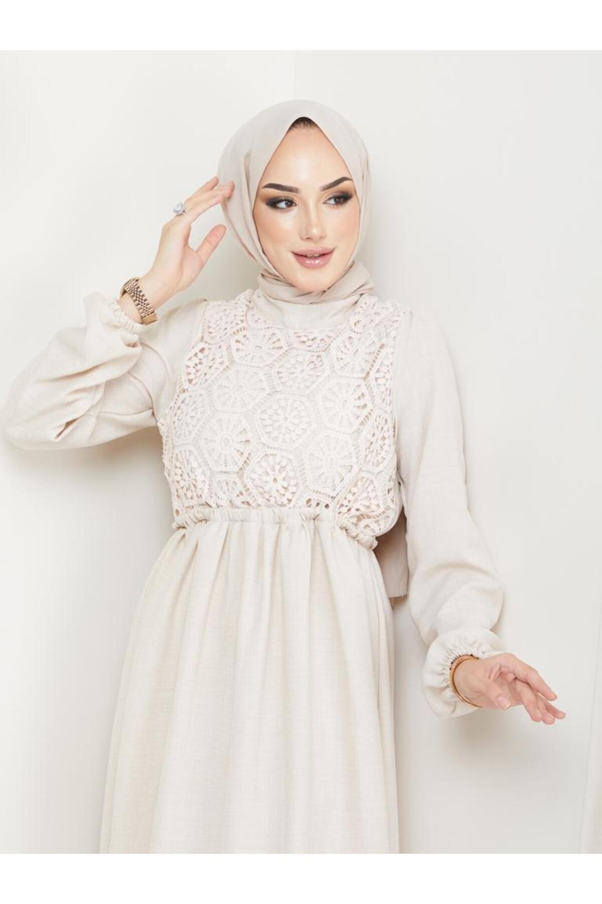 Moda Krash DANTEL DETAY KETEN YAZLİK ELBİSE Fiyatı, Yorumları - Trendyol