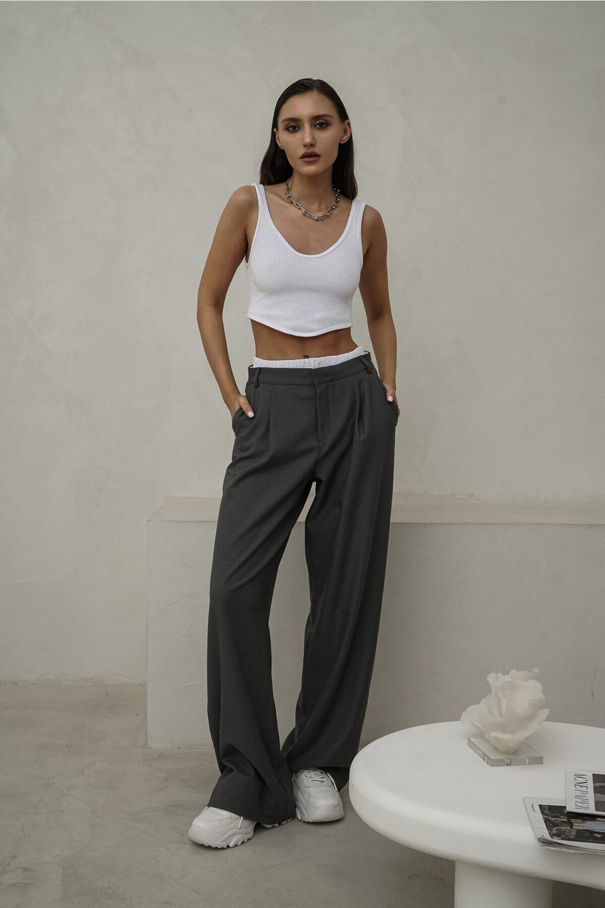 MAİ COLLECTİON Poppy Boxer Detay Füme Palazzo Pantolon Fiyatı ...