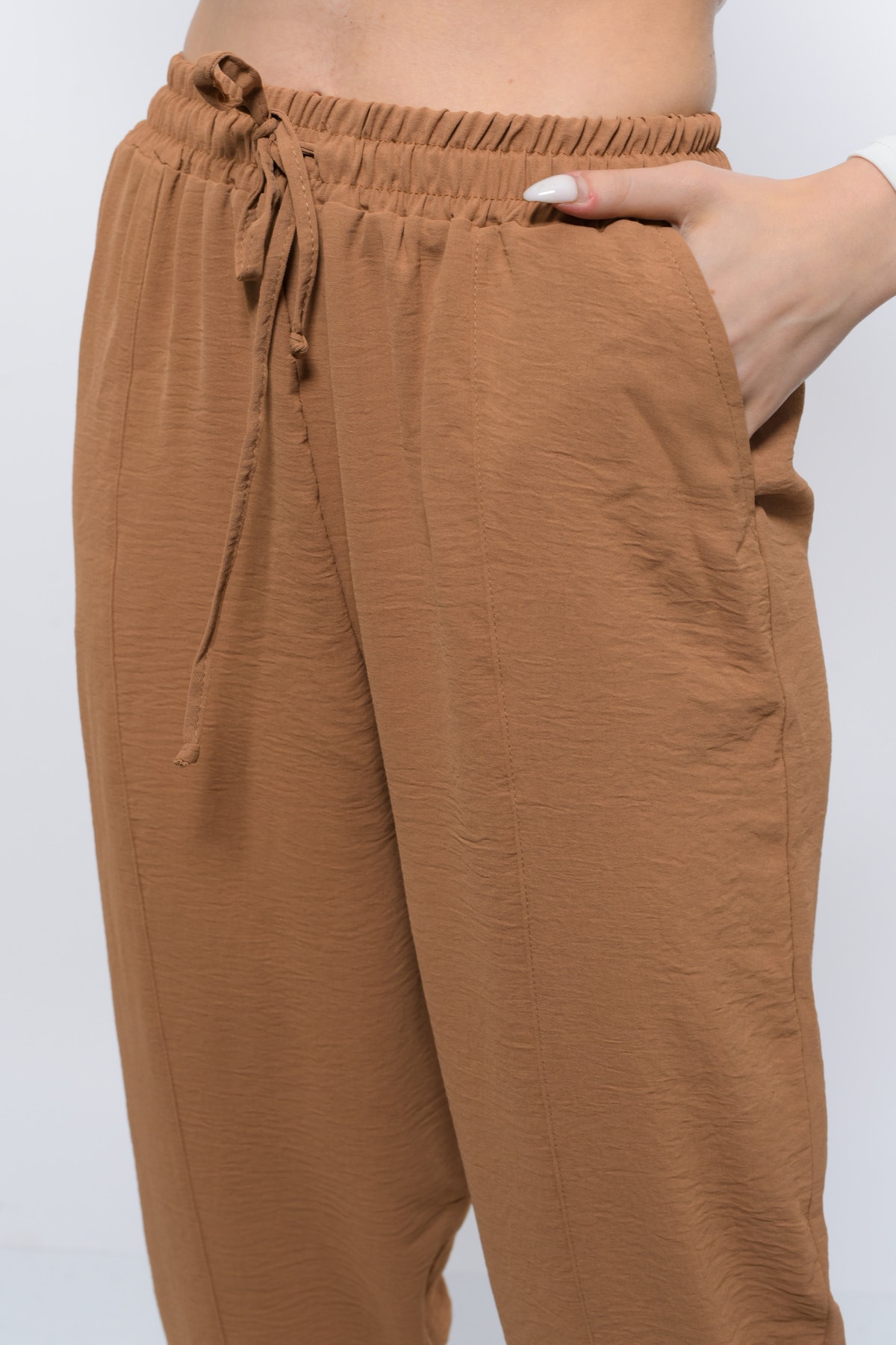 SWEAT FAST Kadın Yüksek Bel Ince Yazlık Rahat Salaş Pamuklu Slouchy Fit Basic Beli Lastikli ...