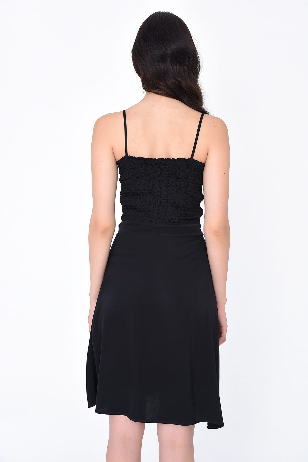 Hanna's Women's Black Front Tie Detailed Navel Exposed Dress - Trendyol
