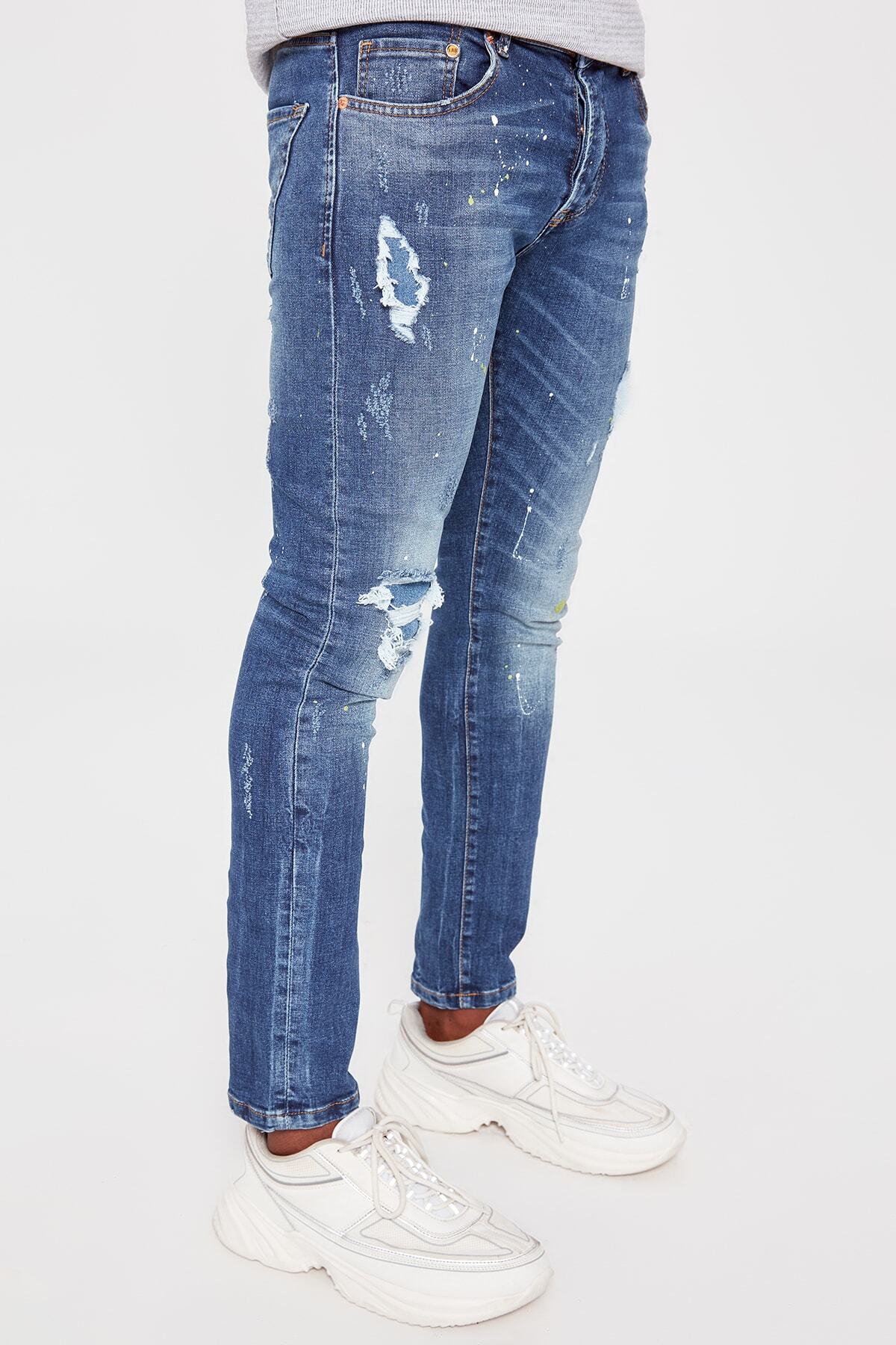 Trendyolmilla Man Indigo Erkek Denim Lab Skınny Esnek Kumaş Denim ...