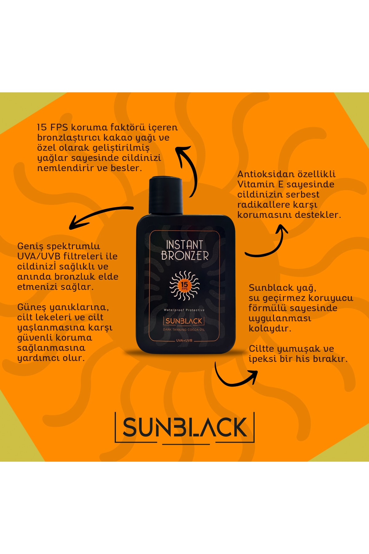 SUNBLACK Yoğun Bronzlaştırıcı Yağ 15 Spf 150ml - Fiyatı, Yorumları