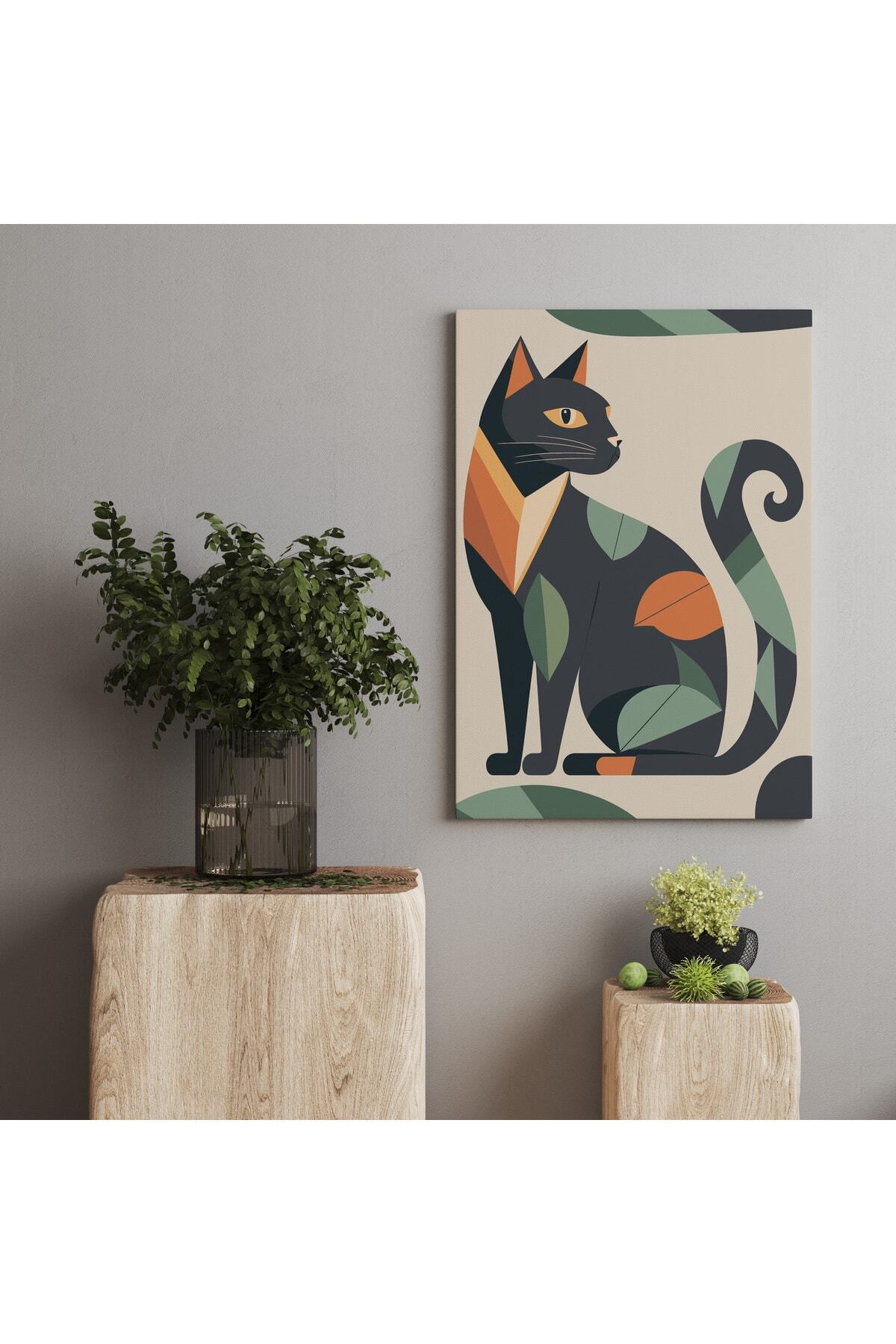CUT TASARIM Kanvas Tablo - Özgün Tasarım Abstract, Soyut Kedi Görseli ...