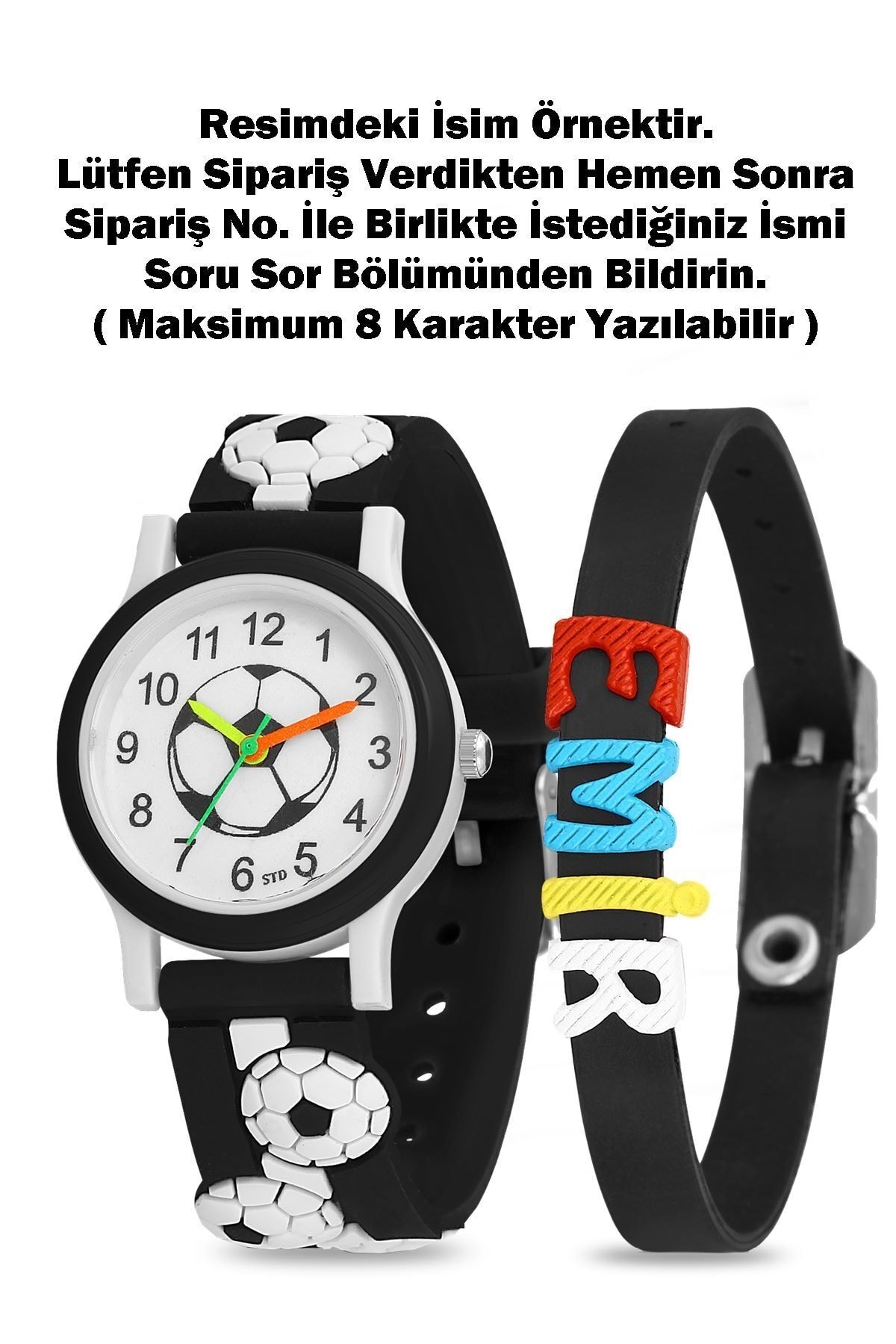 Black Point Siyah Beyaz Taraftar Çocuk Saati ve İsim Yazan Bileklik ...