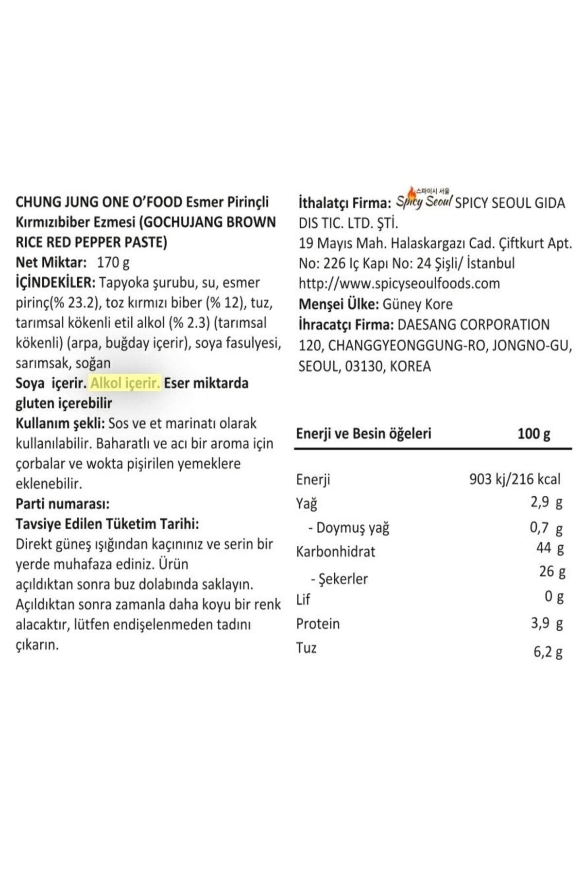 CHUNG JUNG ONE Sunchang Gochujang 170gr Esmer Pirinçli Kırmızı Biber ...