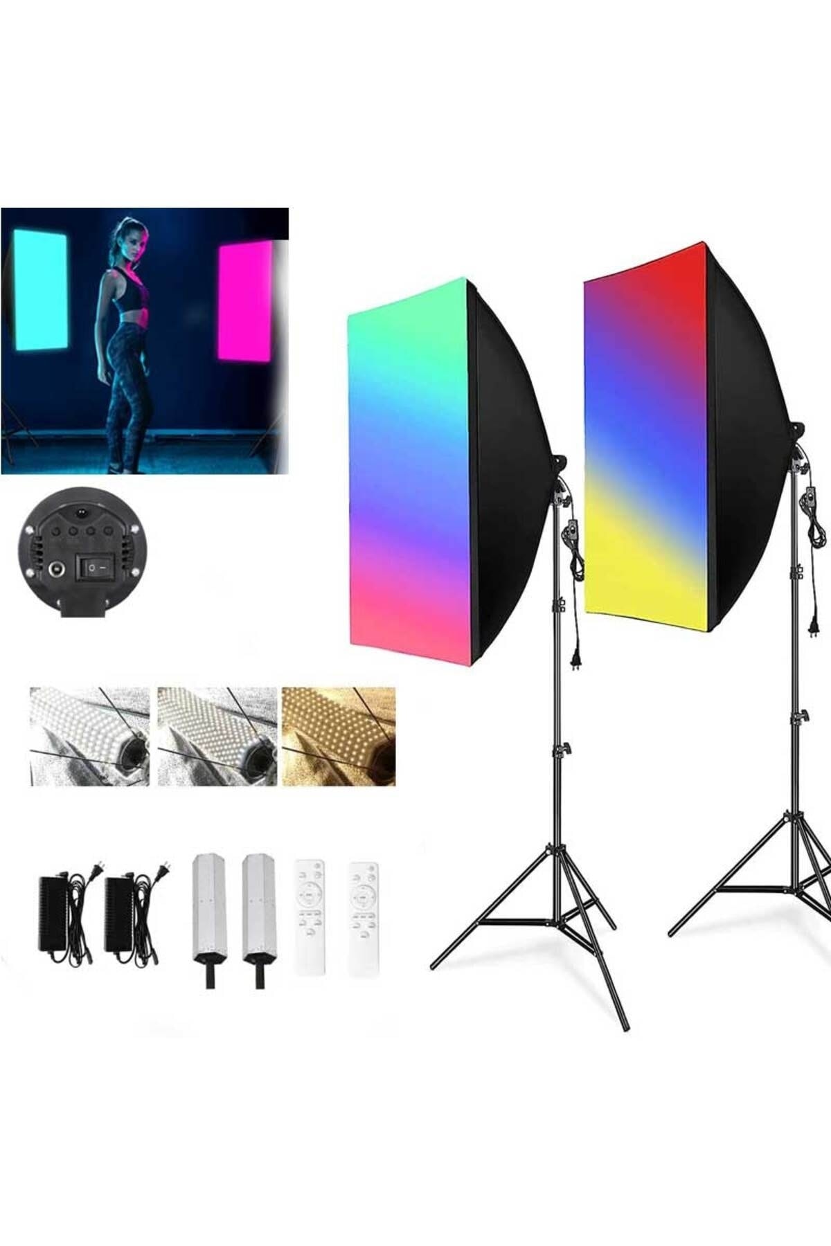 Deyatech 120w RGB Softbox 2'li Set 60x90cm 3000-5500k Led Video Ve ...