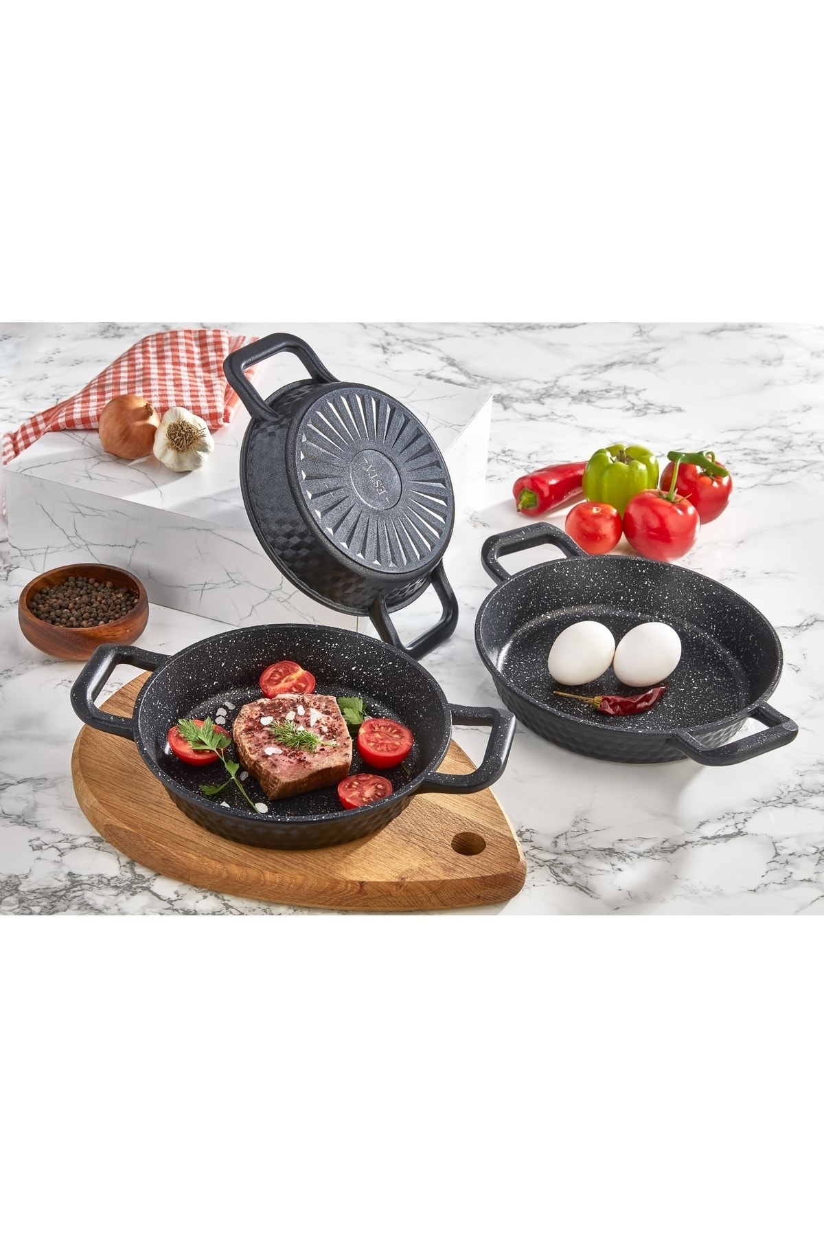 Esta Döküm 3'lü Granit Lüks Sahan Seti ( 18-20-22 Cm ) Fiyatı ...