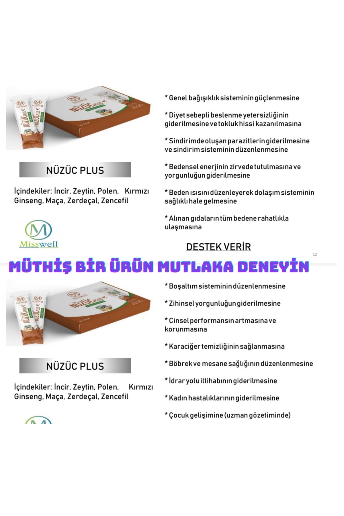 MİSSWELL Miswell Nüzüc Plus 40 Adet Fiyatı, Yorumları - Trendyol