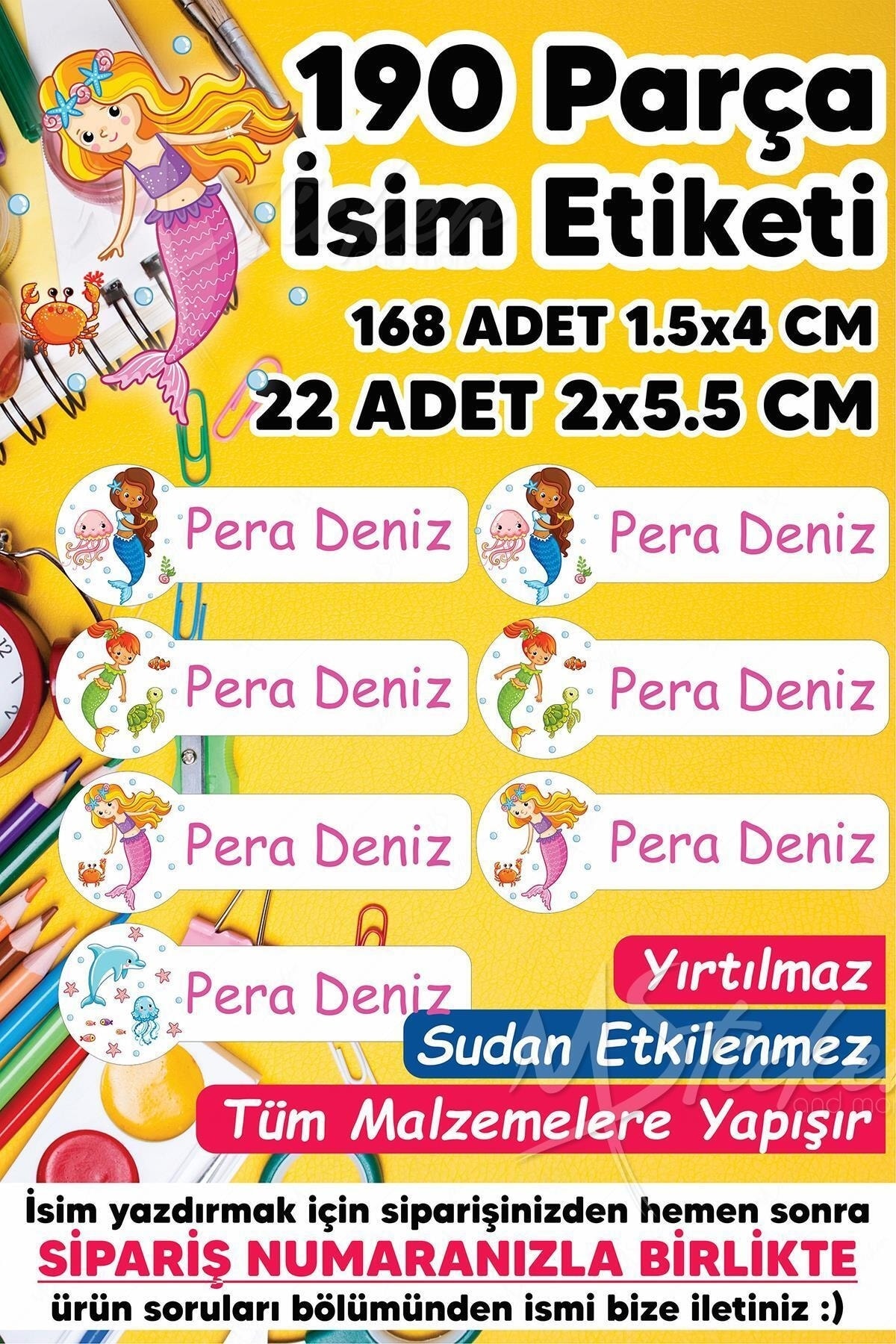 MSticker Okul Etiketi Kalem Defter Etiketi Deniz Kızları Temalı Özel ...