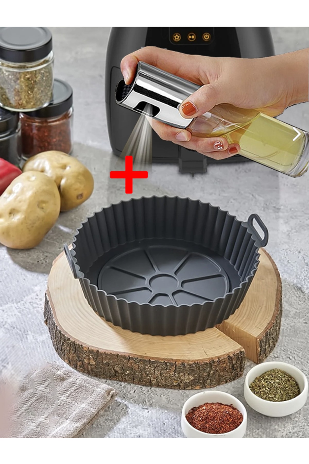 YAKUT 50 Adet Yuvarlak Tabak Model Air Fryer Pişirme Kağıdı+100 ml ...