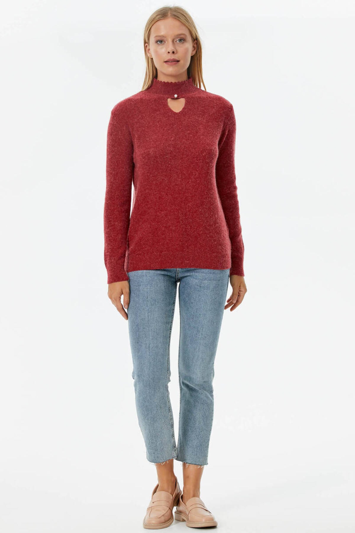 Sementa Damla Yaka Inci Detaylı Triko Kazak - Kırmızı Fiyatı, Yorumları ...