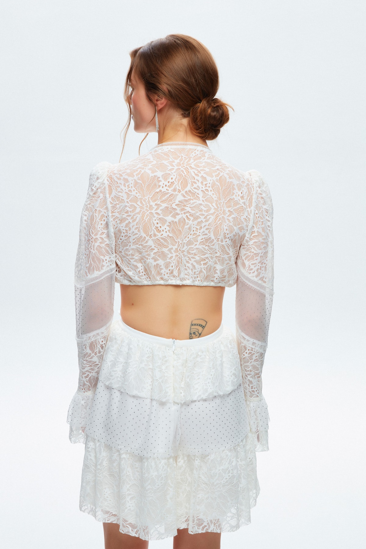 adL Night Zoom Sırtı Açık Volanlı Dantel Elbise - Fiyatı, Yorumları