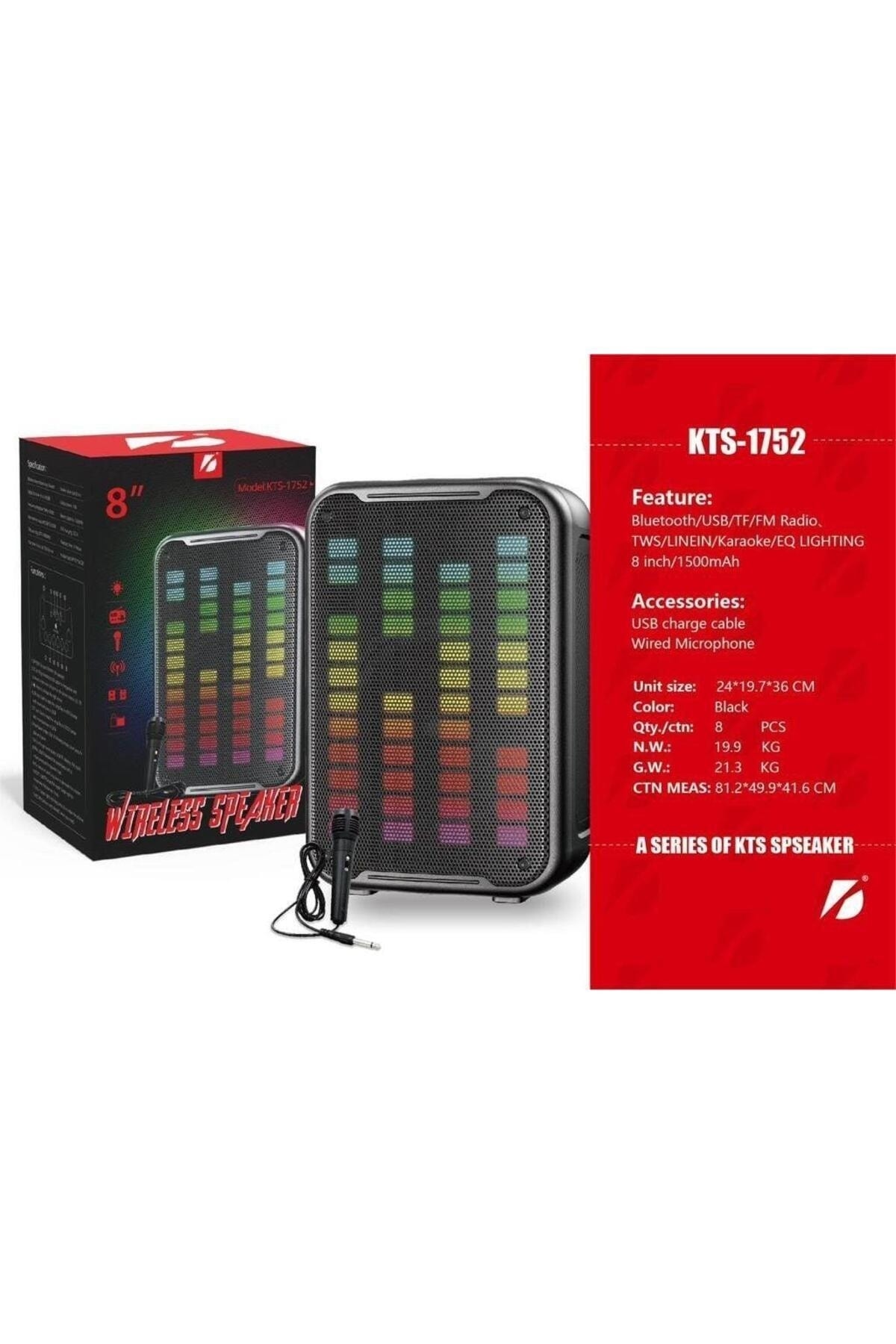 Torima KTS-1752 Mikrofonlu Rgb Ledli Taşınabilir Bluetooth Hoparlör Usb-Tf-Fm Radyo Siyah Fiyatı ...
