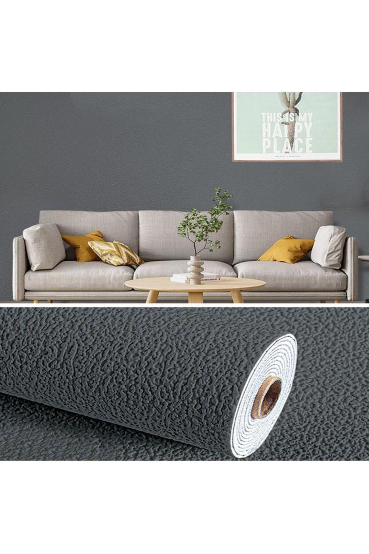 Renkli Duvarlar 50x280cm(1,4M2) Koyugri Antasit Kendinden Yapışkanlı ...