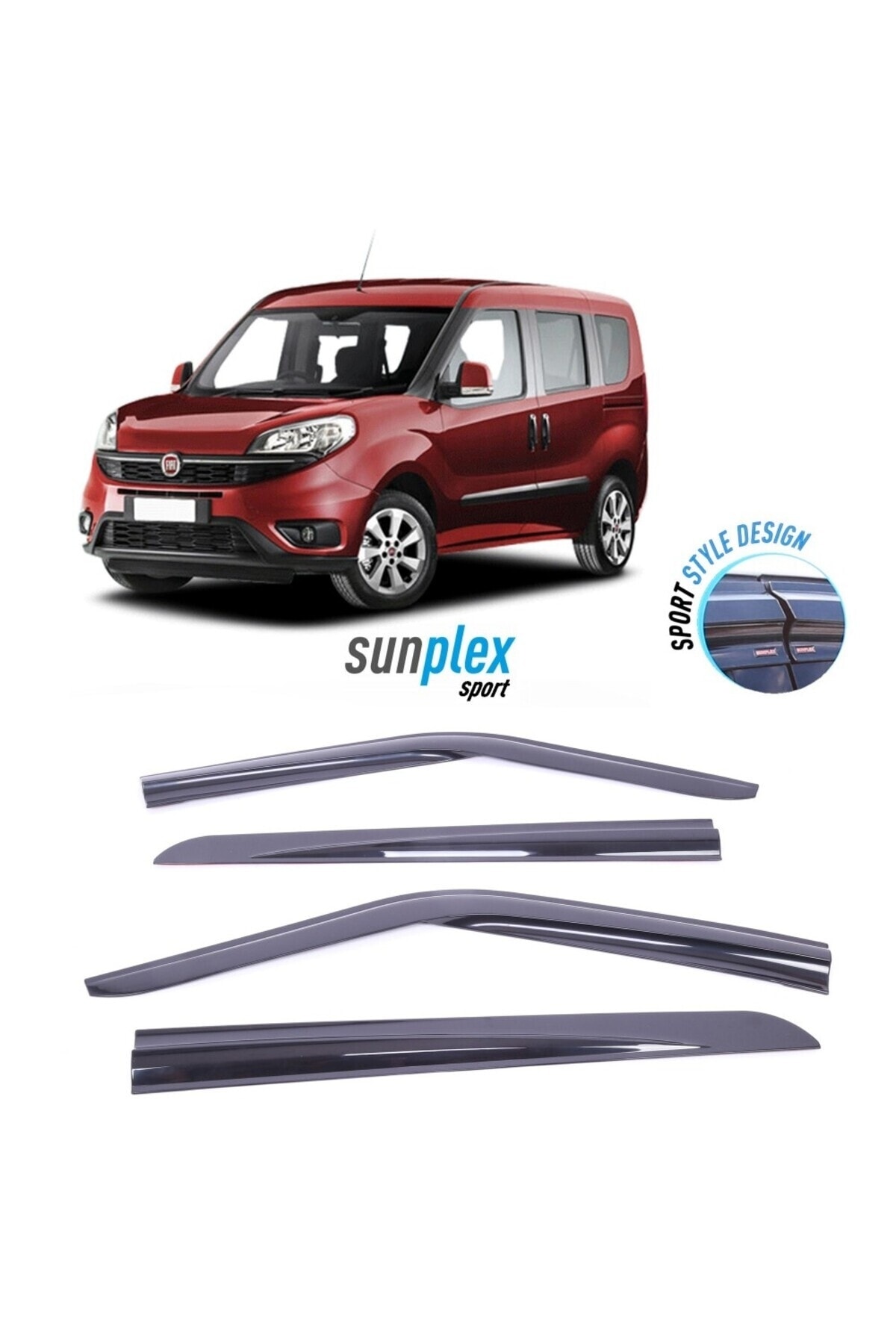 SUNPLEX Fiat Doblo 2010-2017 Modeller Için Cam Rüzgarlığı (mugen) 4 Prç ...
