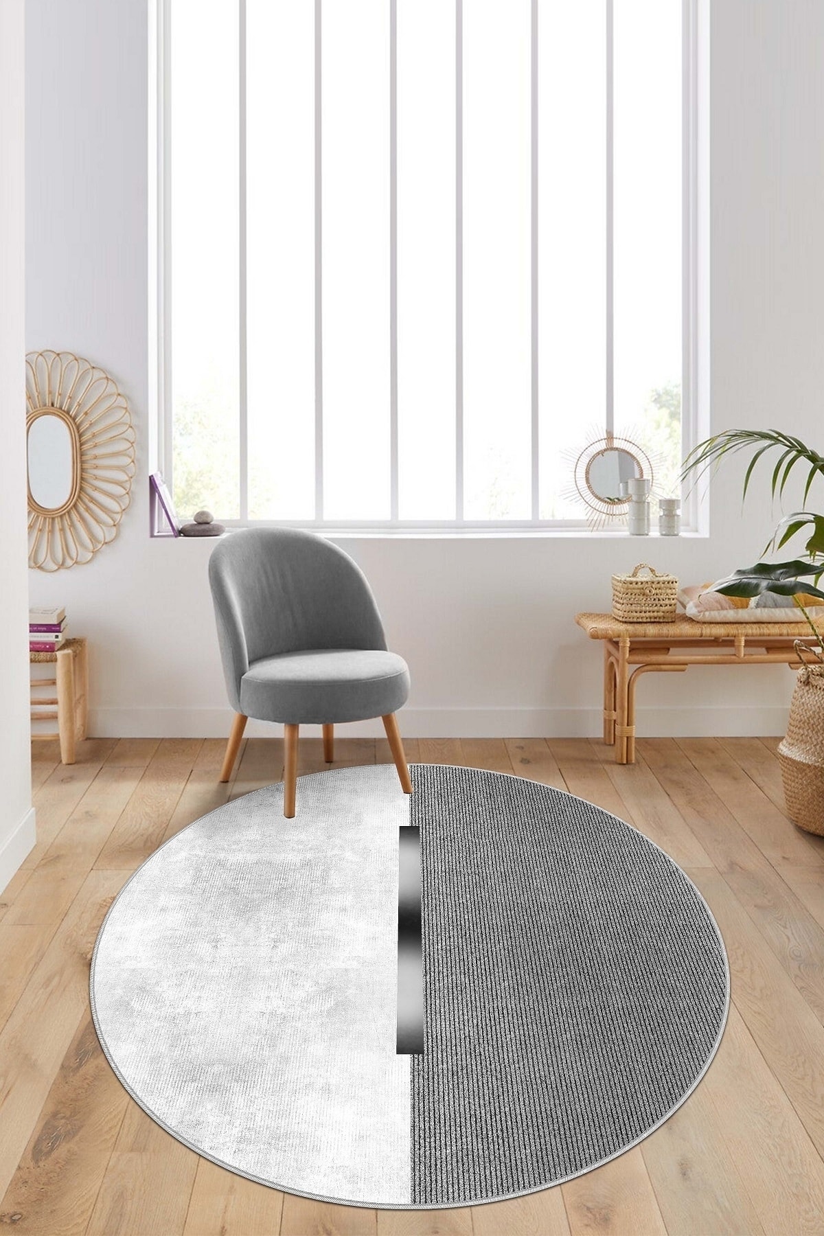 West Home Dijital Baskı Yıkanabilir Kaymaz Taban Leke Tutmaz Yuvarlak Mutfak Halısı Ve Salon ...