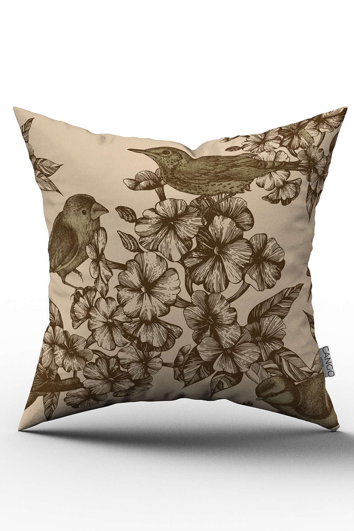 Cango Home Кафява калъфка за възглавница с дигитален щампа и шарка на слънчогледи - Otyk309 ...