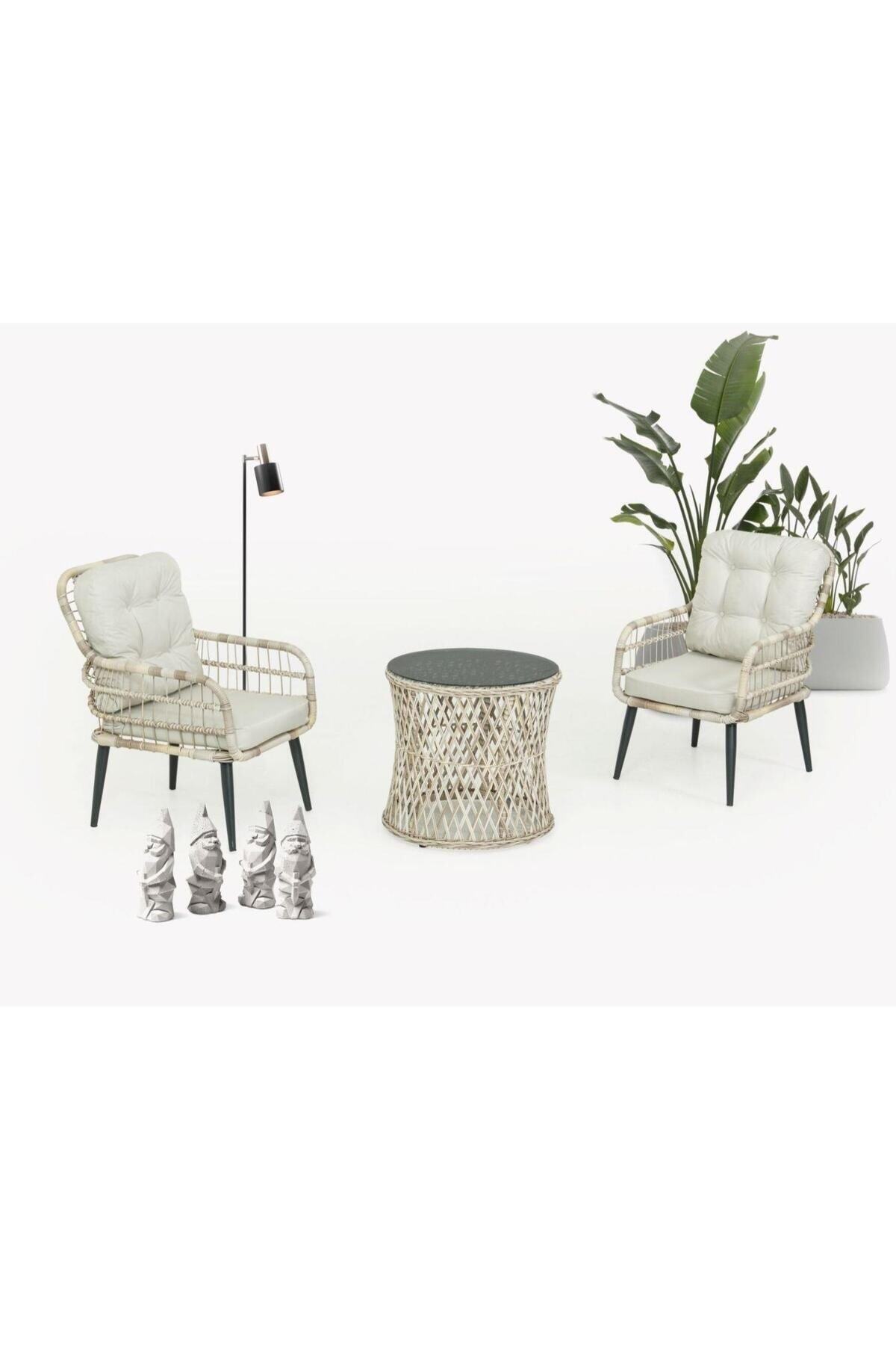 ReHome Capri Swing Pisa Tekli Rattan Bahçe Balkon Oturma Grubu Beyaz ...