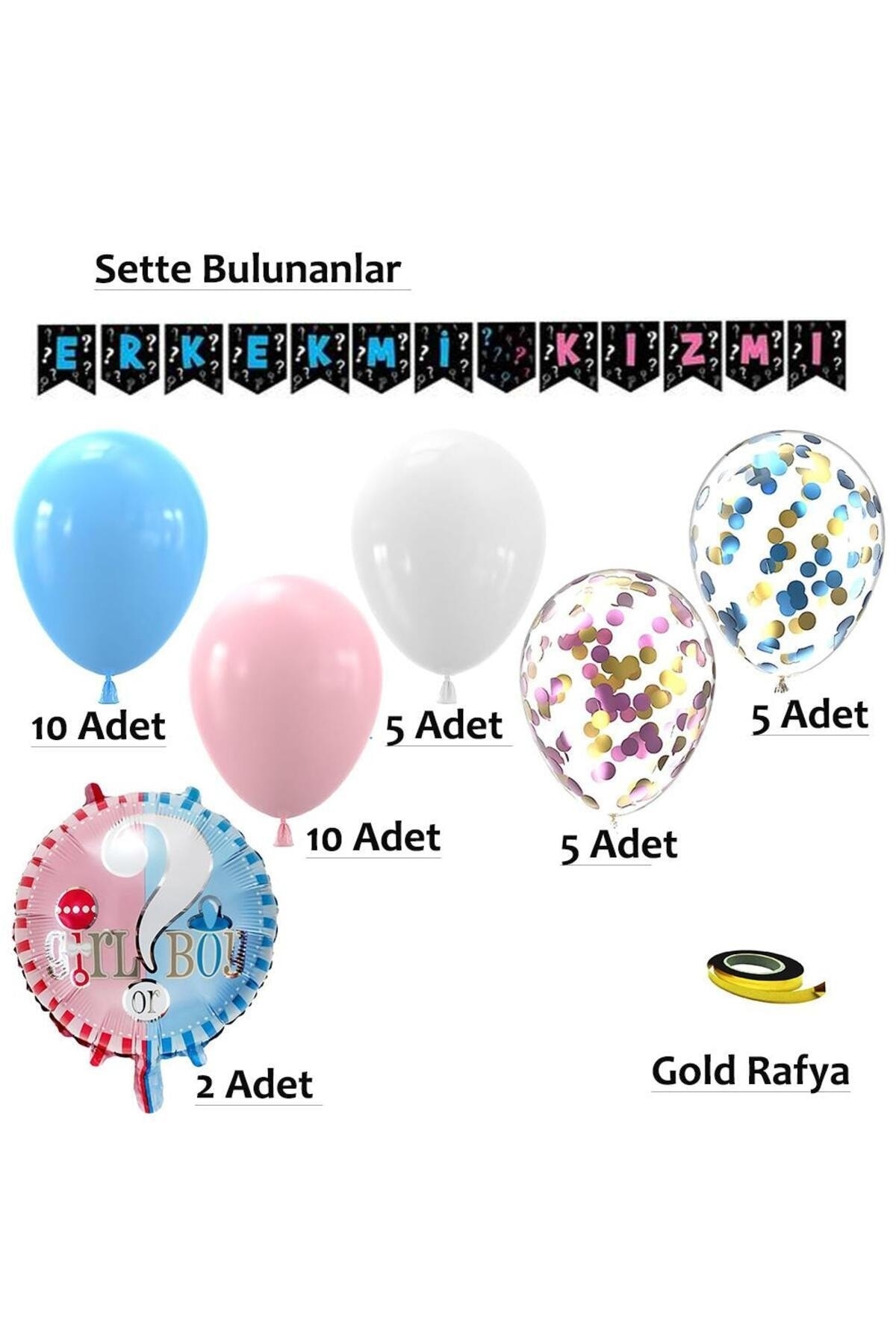 Patladı Gitti Cinsiyet Belirleme Parti Seti; Baby Kutu, Banner, Folyo ...