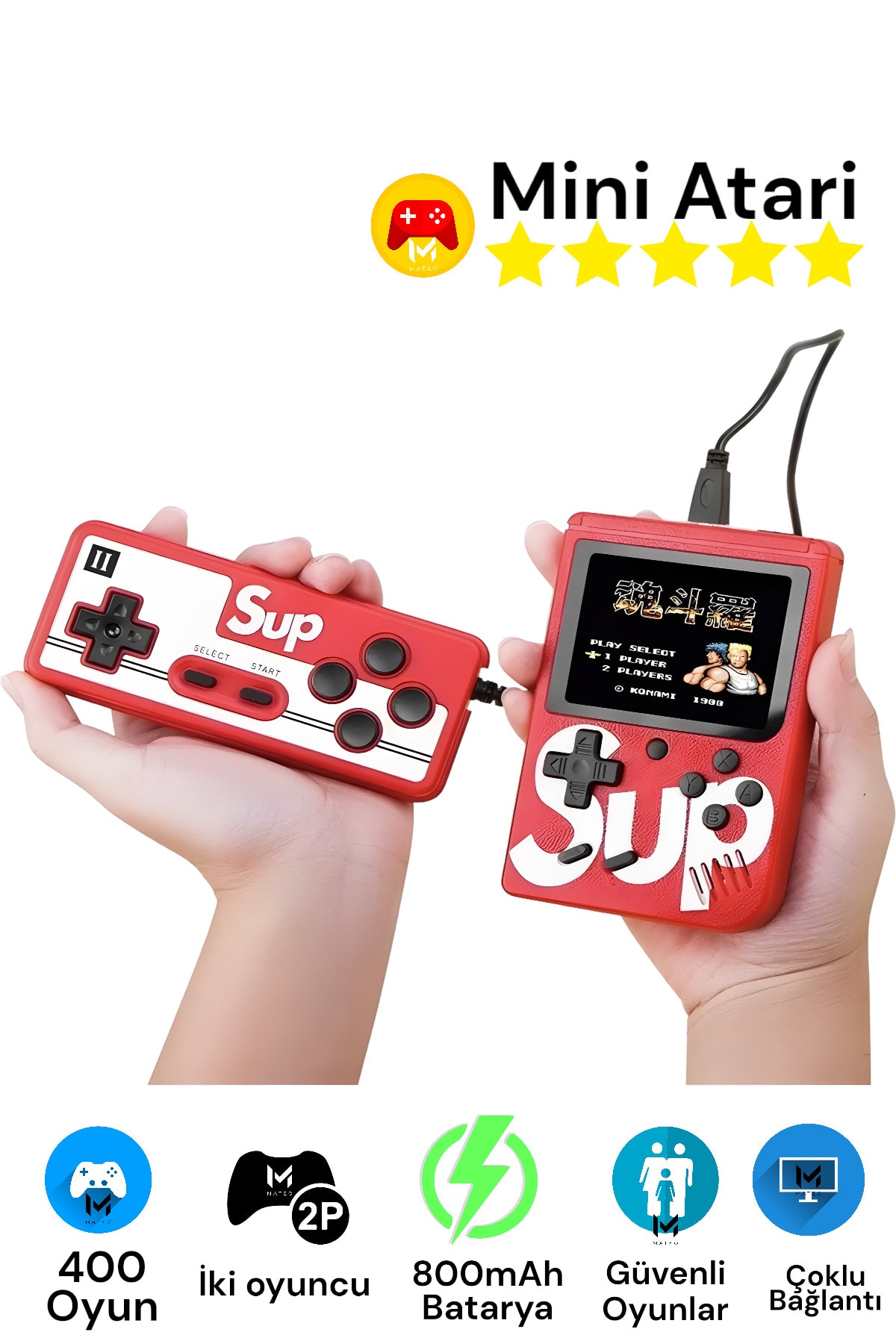 MATEO SUP Çift Kol 400 Nostalji Oyunlu Mini Atari Gameboy&Gamebox Oyun ...