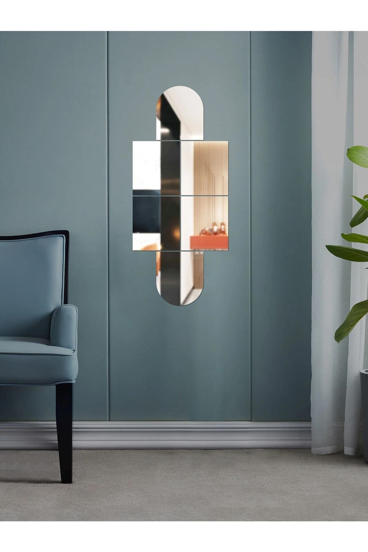 Ata Pleksi Dekoratif Kare ve Oval Ayna Pleksi Gümüş Aynalı Duvar Dekoru (15x15cm) 6 Adet ...