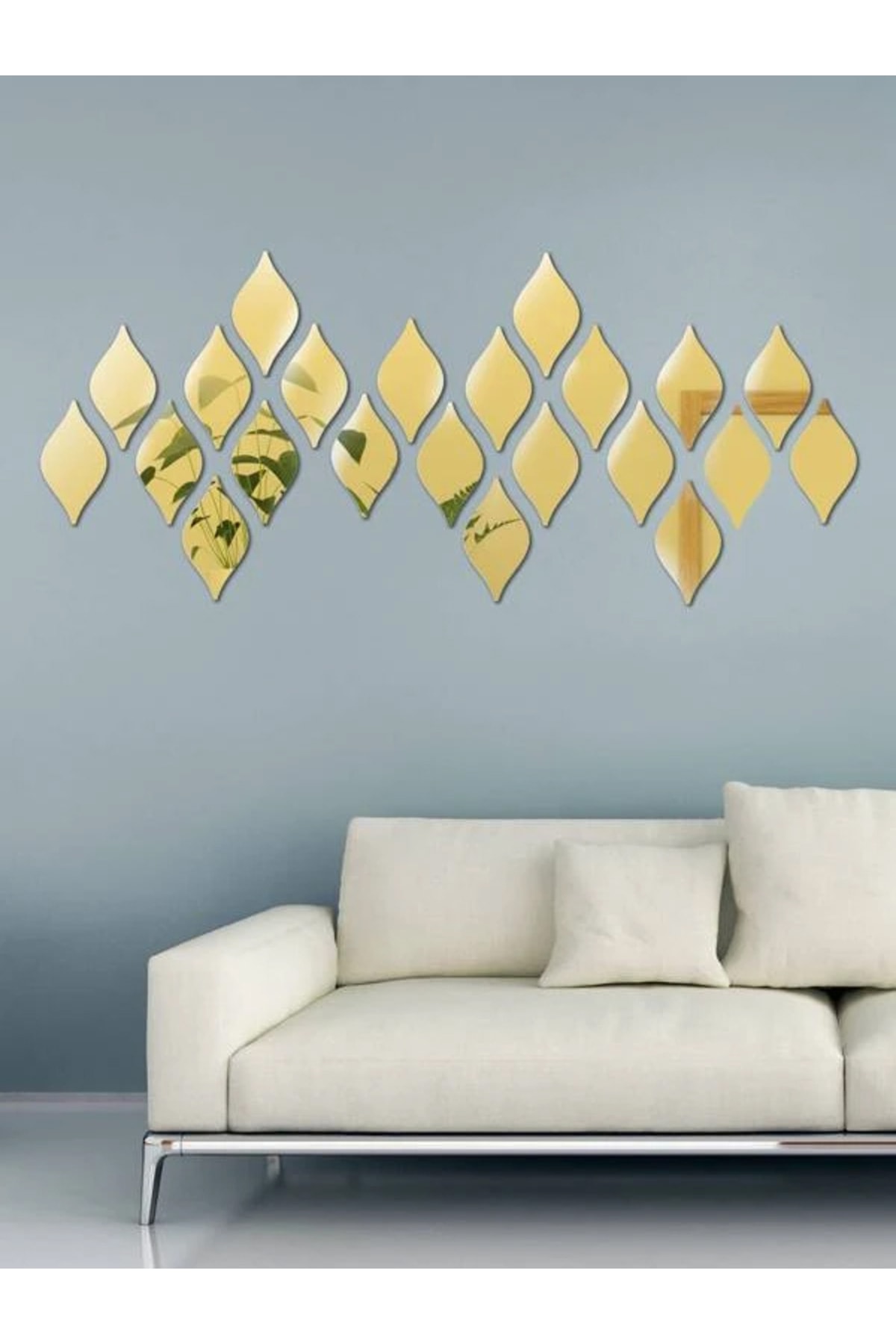 Ata Pleksi Dekoratif Su Damlası Ayna Pleksi Altın Aynalı Duvar Dekoru (6x10cm) 12'li Paket ...