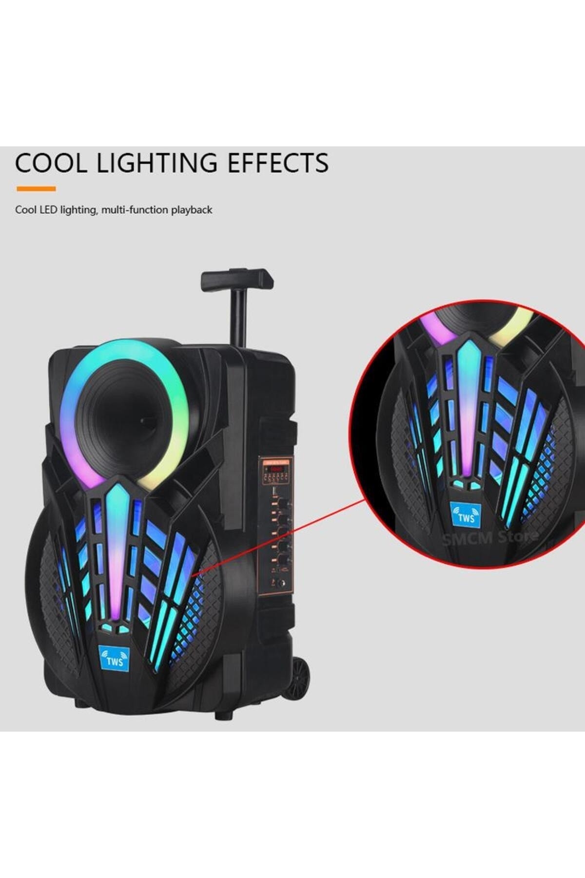 Torima NDR-P12 Mikrofonlu Kumandalı Rgb Ledli Taşınabilir Tekerlekli Bluetooth Hoparlör - Fiyatı ...