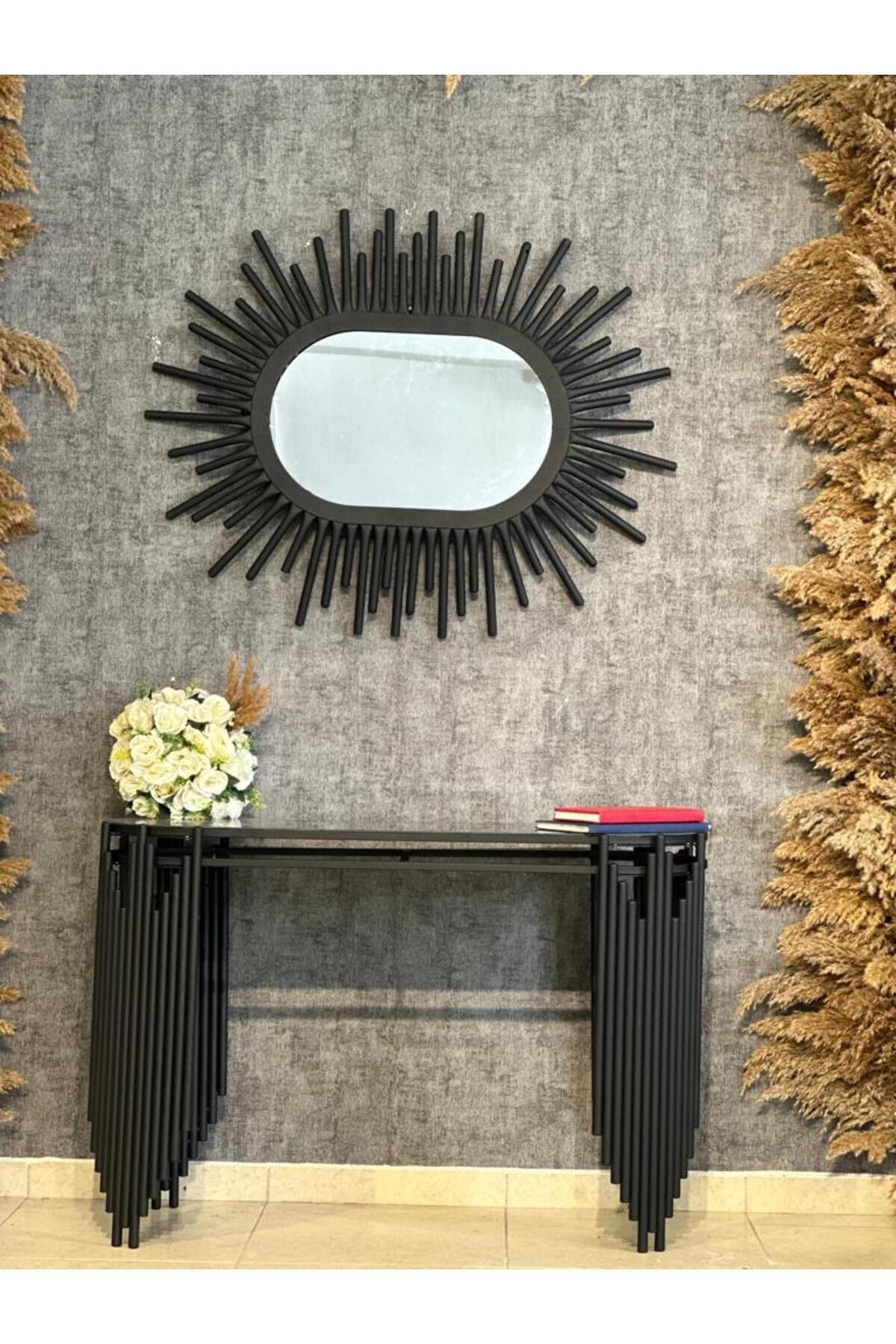 VOVOKO METAL LÜKS DRESUAR AYNALI SET ELEKTROSTATİK BOYALI MAT SİYAH ...