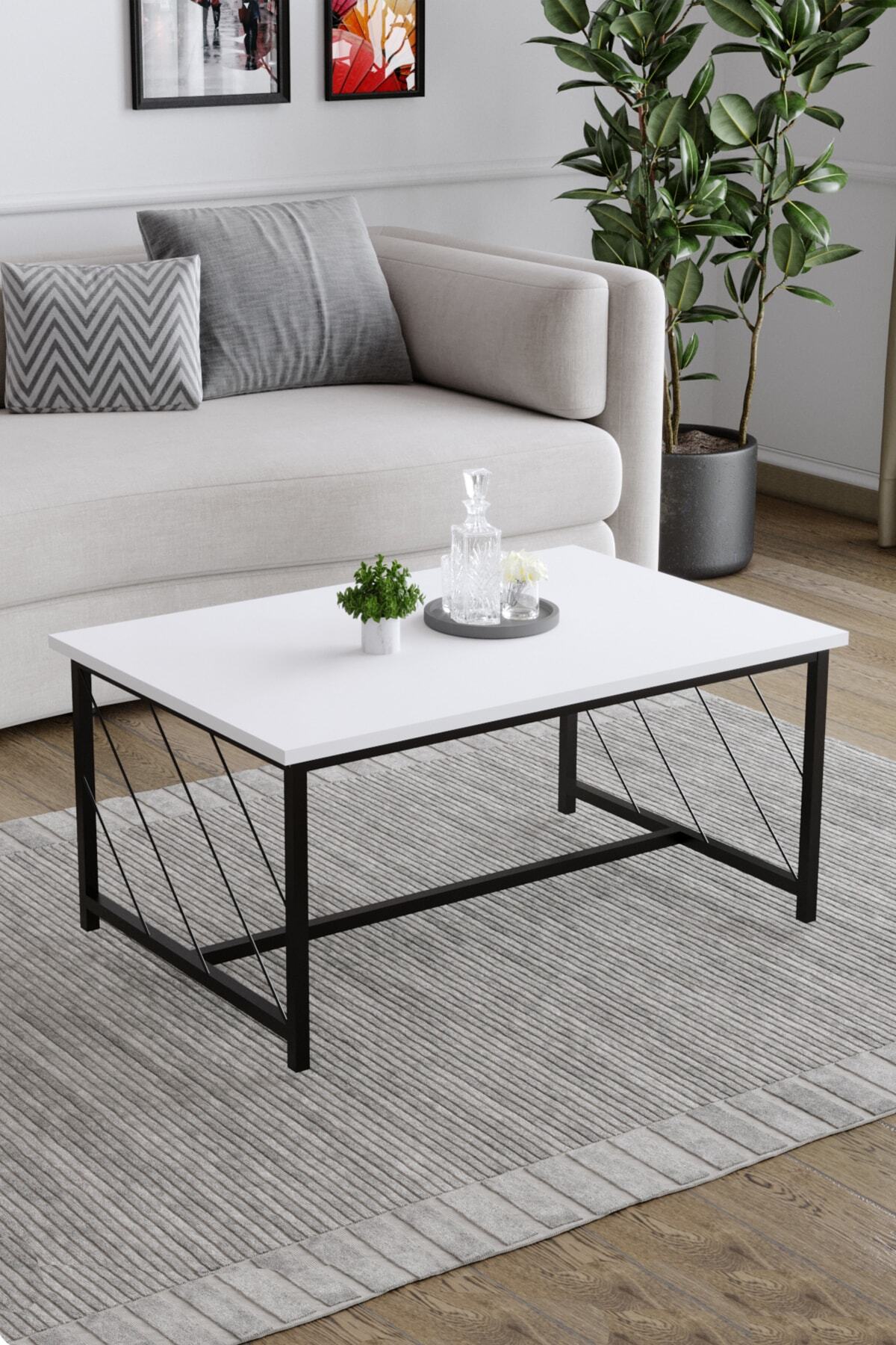 Fahrettin Küçük Düz Kesim Sehpa , 60x90 Metal Ayaklı Masa , Orta Sepha ...