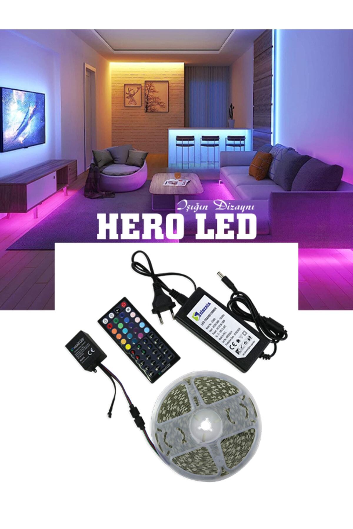Hero Led 10 Metre 16 Renkli Rgb Set Şerit Led + Adaptör + Kumanda ...