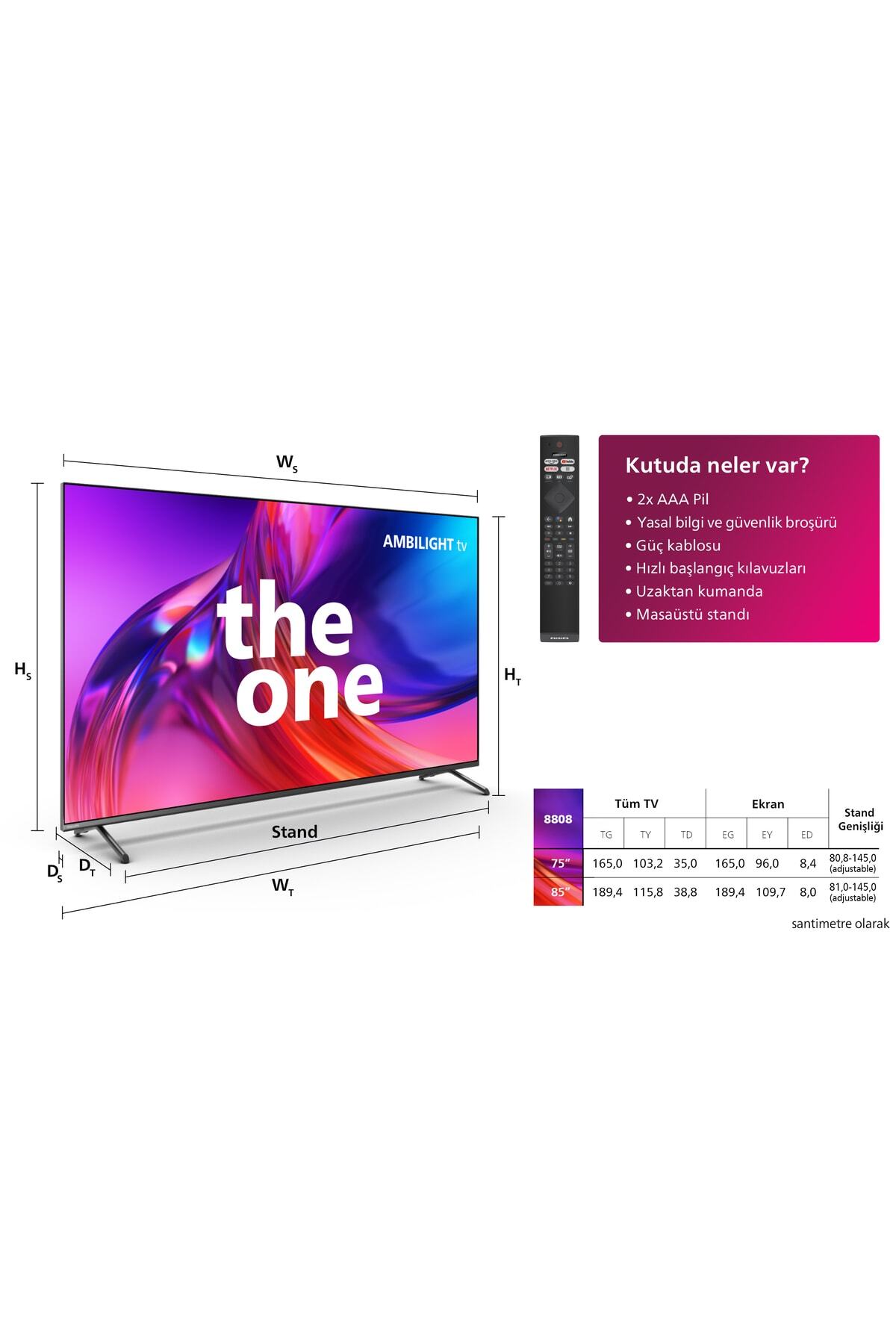 Philips 75PUS8808 75" 190 Ekran Uydu Alıcılı 4K Ultra HD Google Smart ...