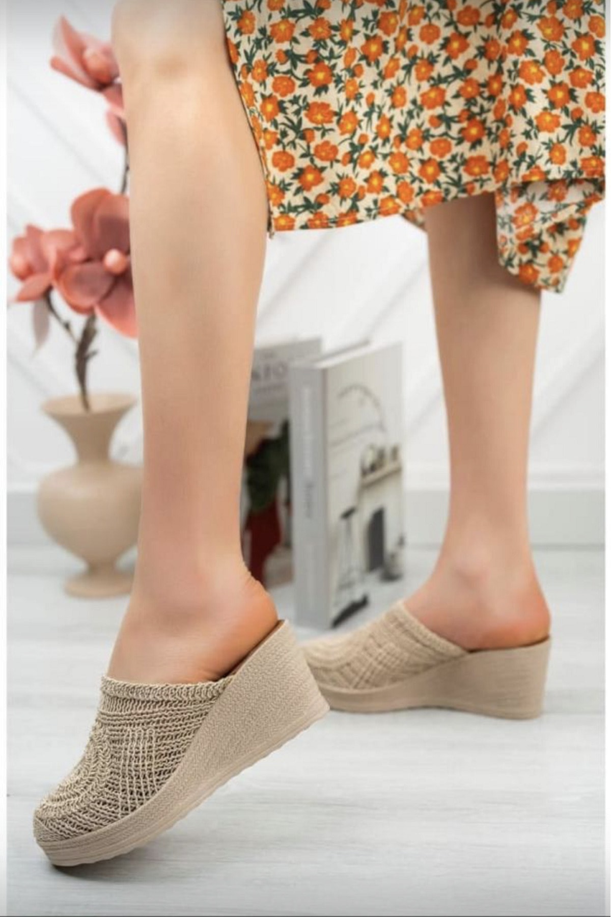 KAFKASLAR AYAKKABI DANTEL DESENLİ ÖNÜ KAPALI DOLGU TABAN GÜNLÜK TERLİK Fiyatı, Yorumları - Trendyol