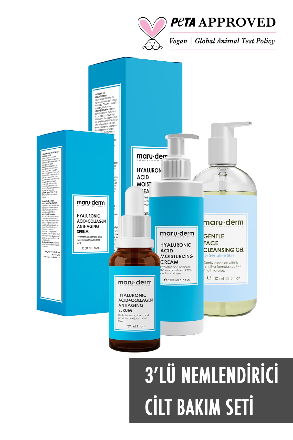 Maru.Derm Maruderm 3'lü Cilt Bakım Seti - Hyalüronk Asit Jel, Krem ...