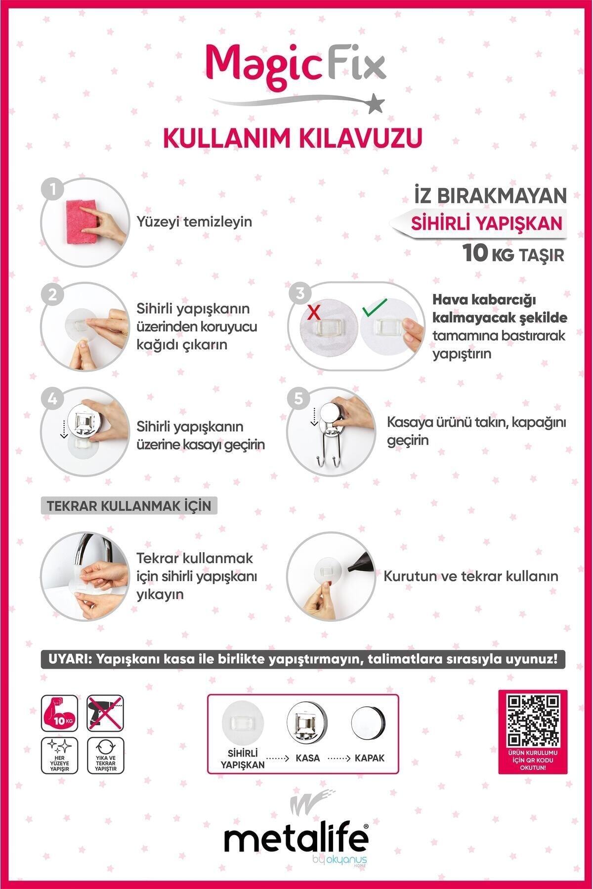 Okyanus Home Ahşap Desenli Magic Fix Sihirli Yapışkan Krom Lux WC Kağıtlık MGK-708W Fiyatı ...