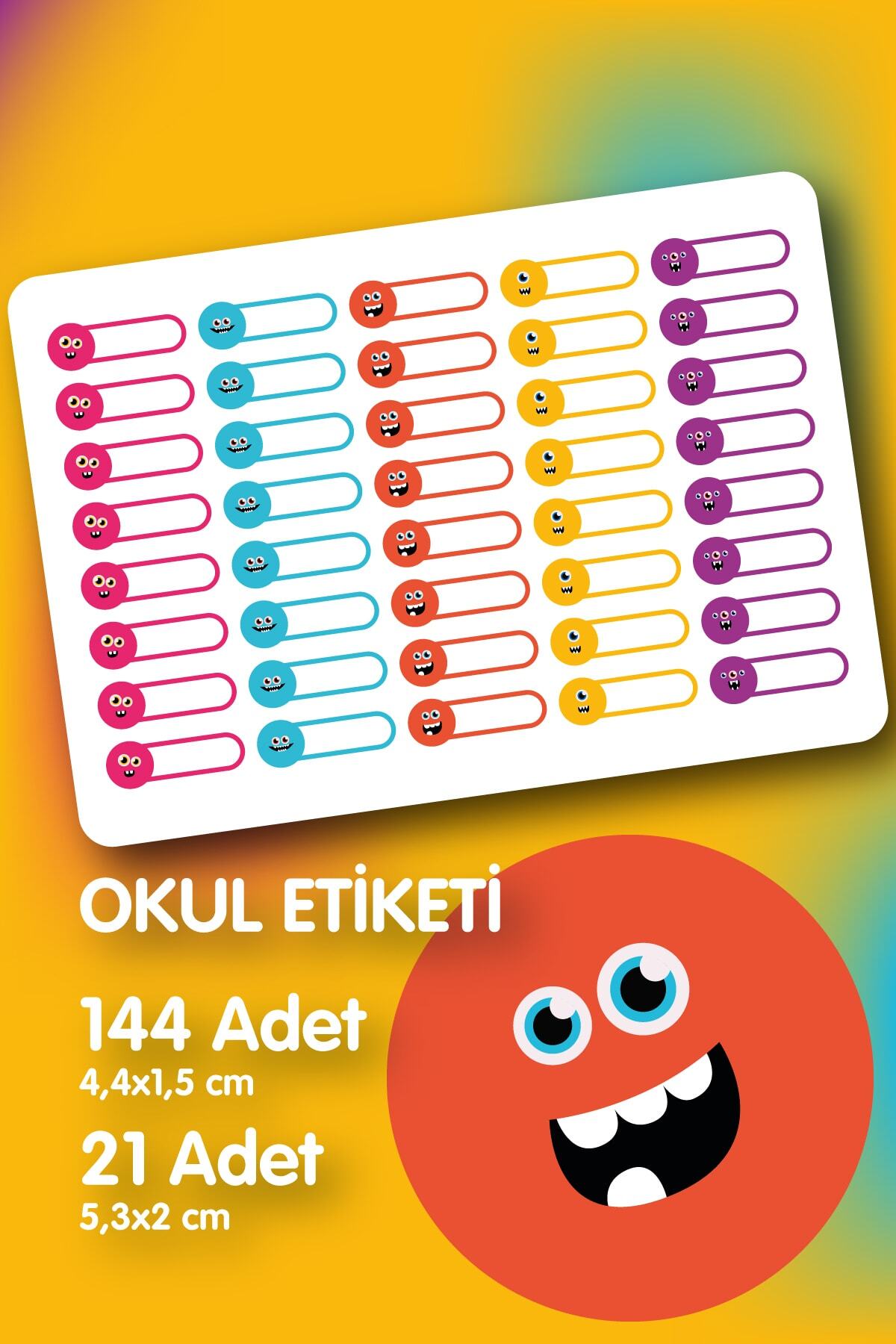 Varyant 165 Adet Okul Etiketi - Monster - Defter - Kitap Etiketi ...