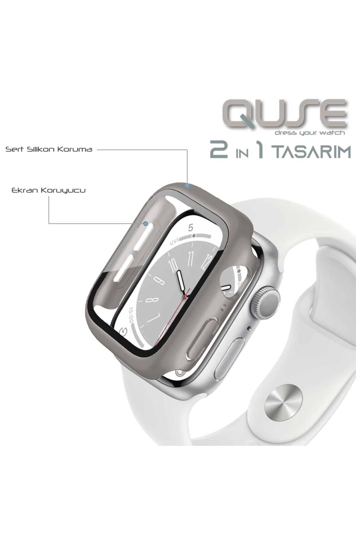 QUSE Apple Watch Seri Se-6-5-4 44mm Uyumlu Ekran Ve Kasa Koruyucu Duman ...