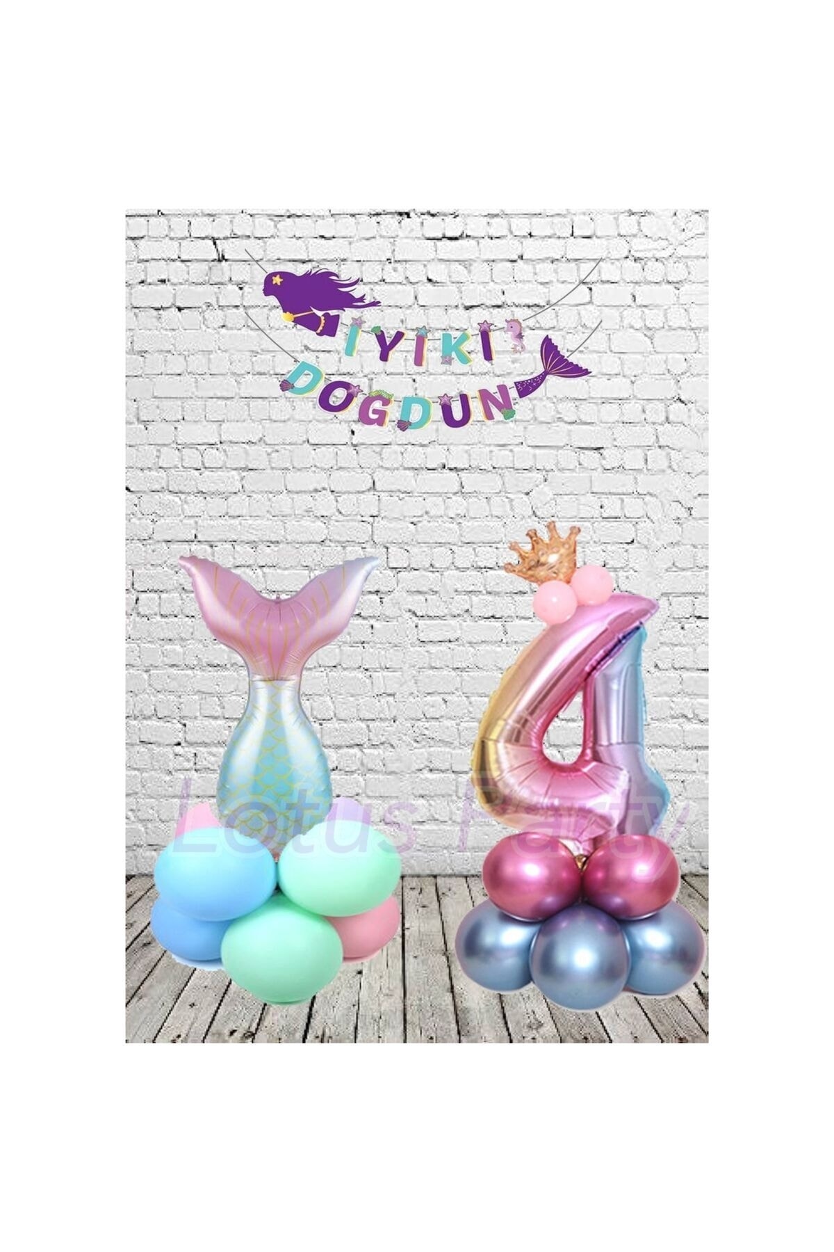 LOTUS PARTY Set za zabavu na temu sirene za 4-godišnje dete, balon od ...