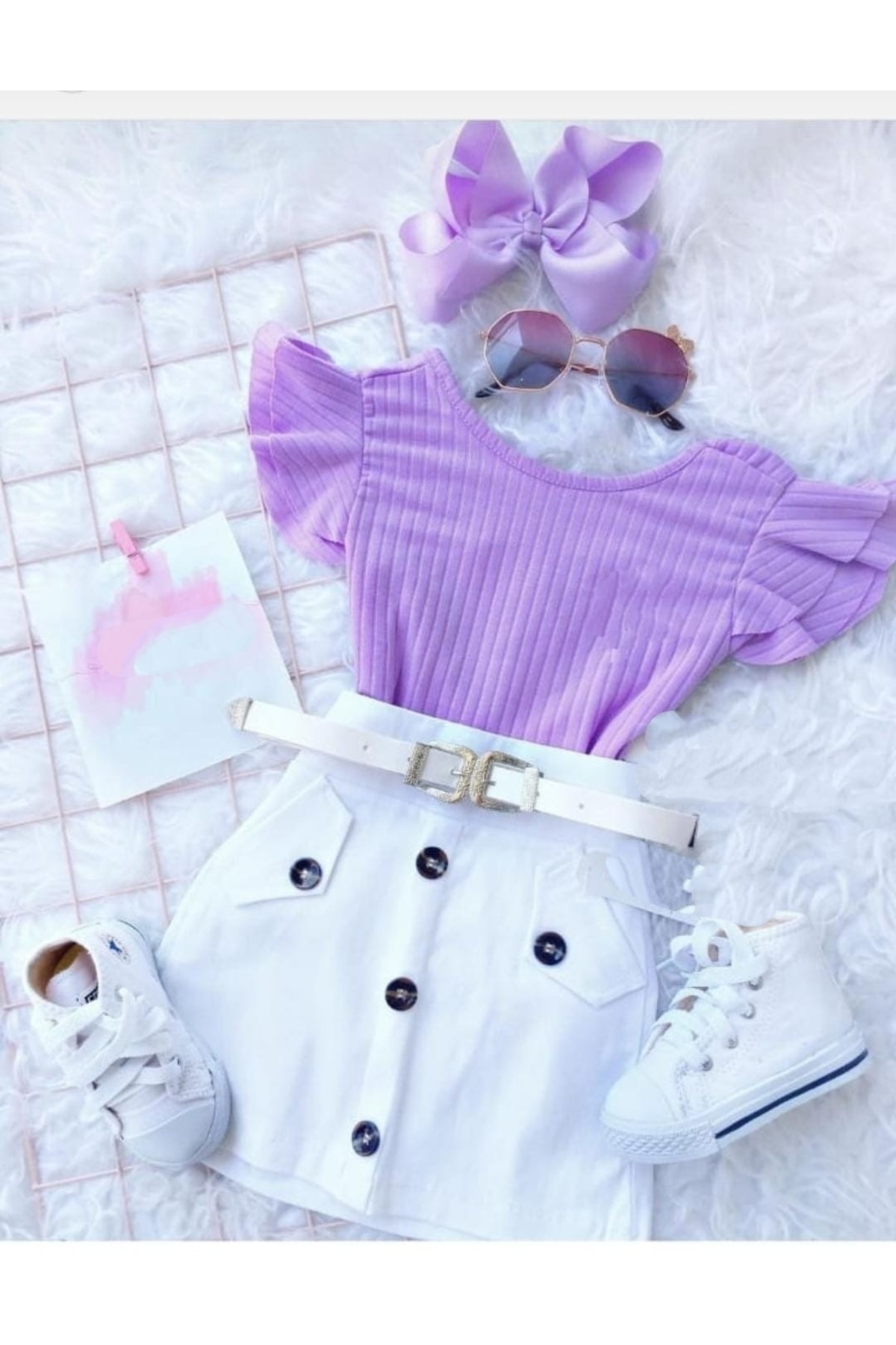 Genel Markalar Kız çocuk 4 lu takim etek bluz kemer ve toka Fiyatı ...