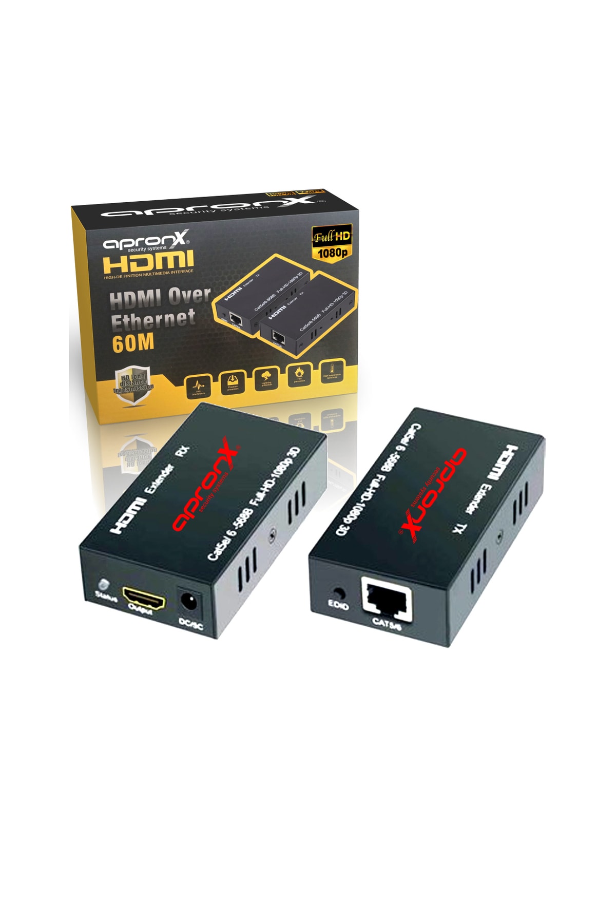 APRONX Cat5e / Cat6 60 Metre Full Hd 1080p 3d Hdmi Extender Hdmı Menzil ...