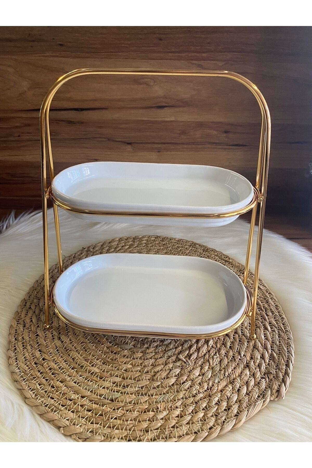 PIRILTI AVM Gold 2 Katlı Oval Sunumluk Fiyatı, Yorumları - Trendyol