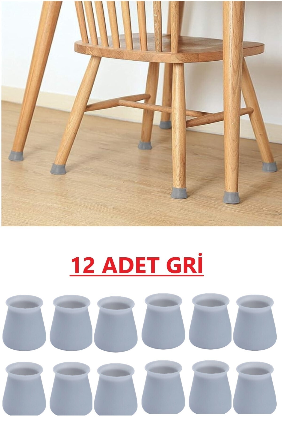 OptaPro 12 Ad GRİ Masa Sandalye Mobilya Ayağı Koruyucu Silikon Kılıf ...