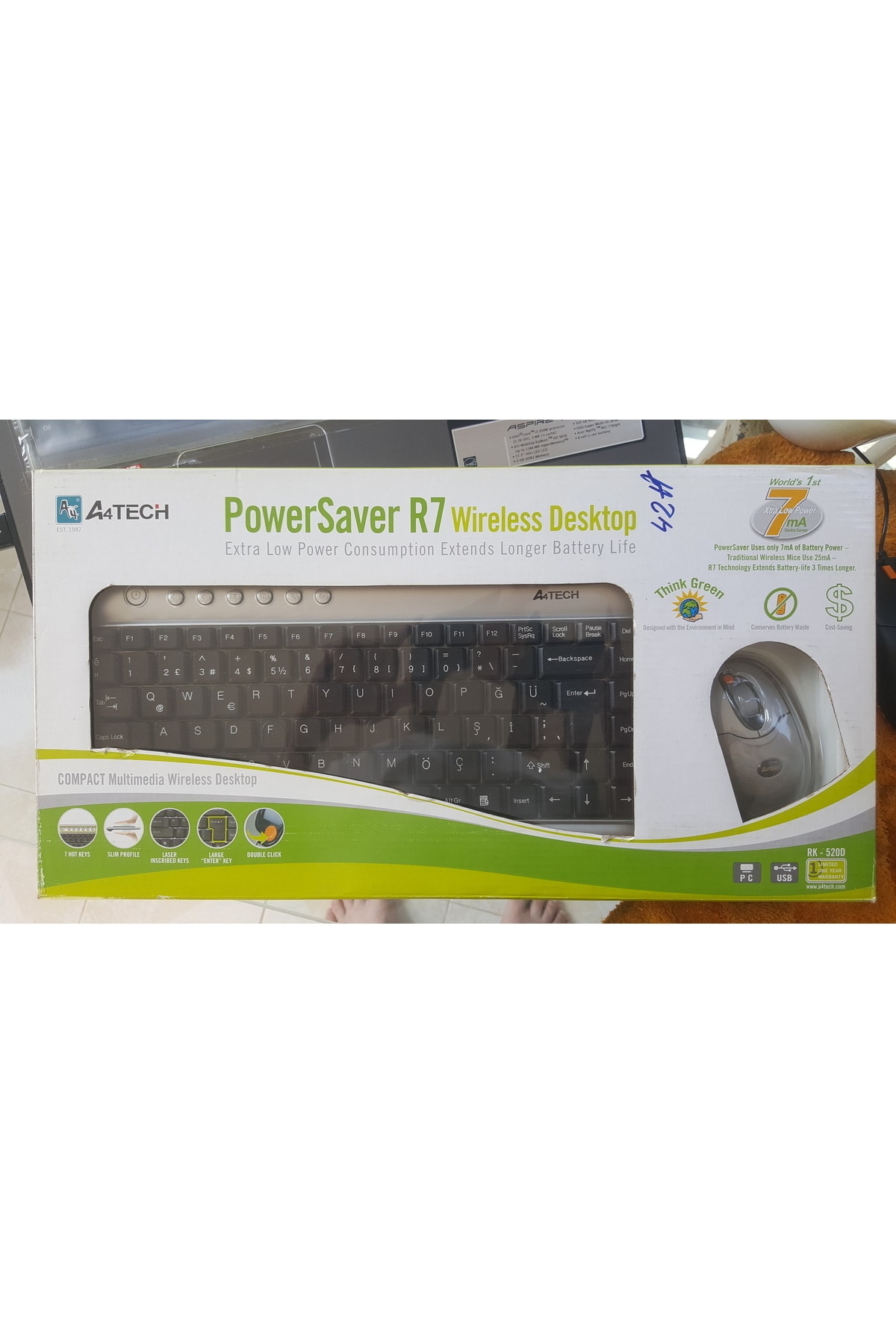 logitech A4tech Power Saver R7 Wireless Desktop Kablosuza Klavye Mouse ...